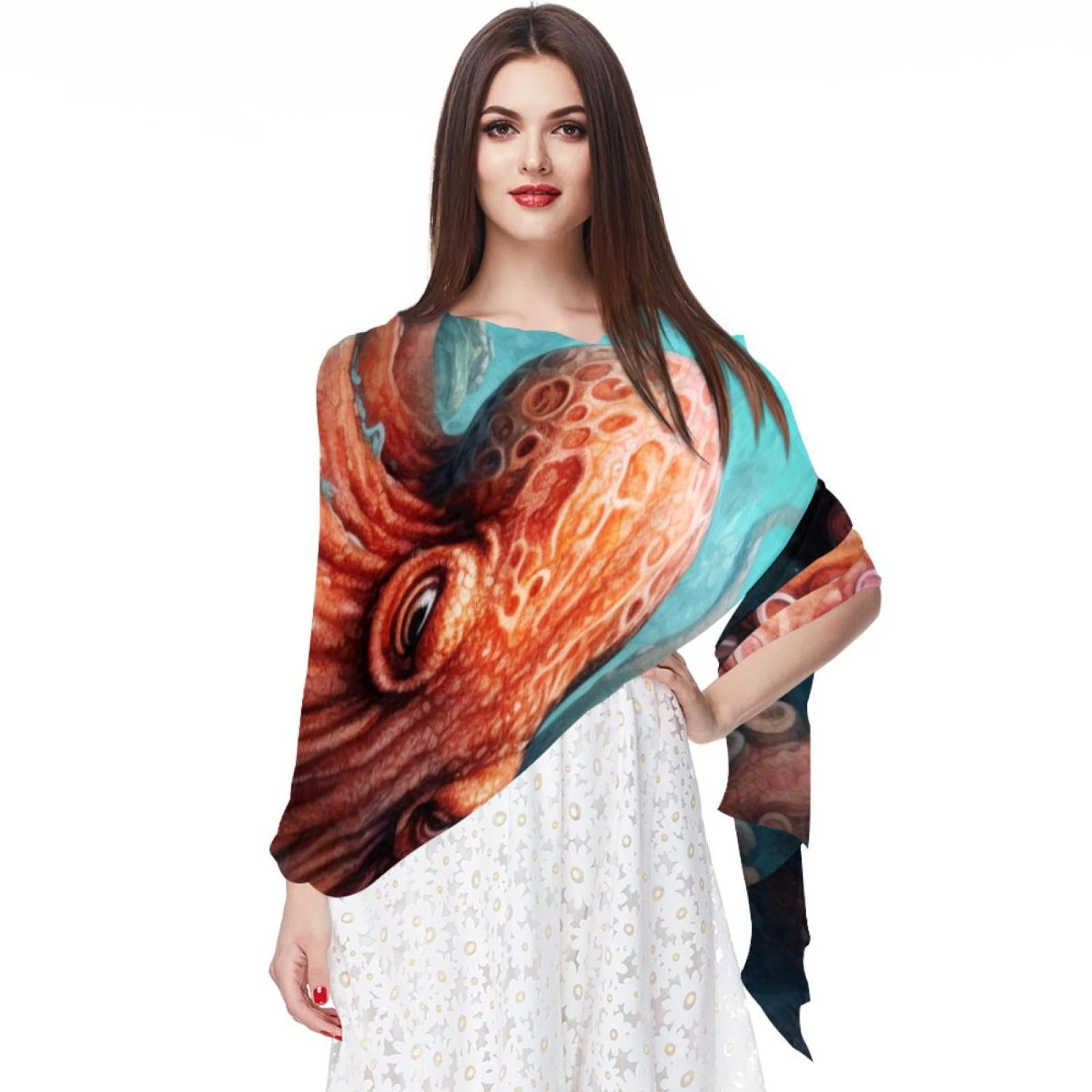 Octopus Elegant Chiffon Silk Scarf - Lightweight Translucent Shawl Wrap ...