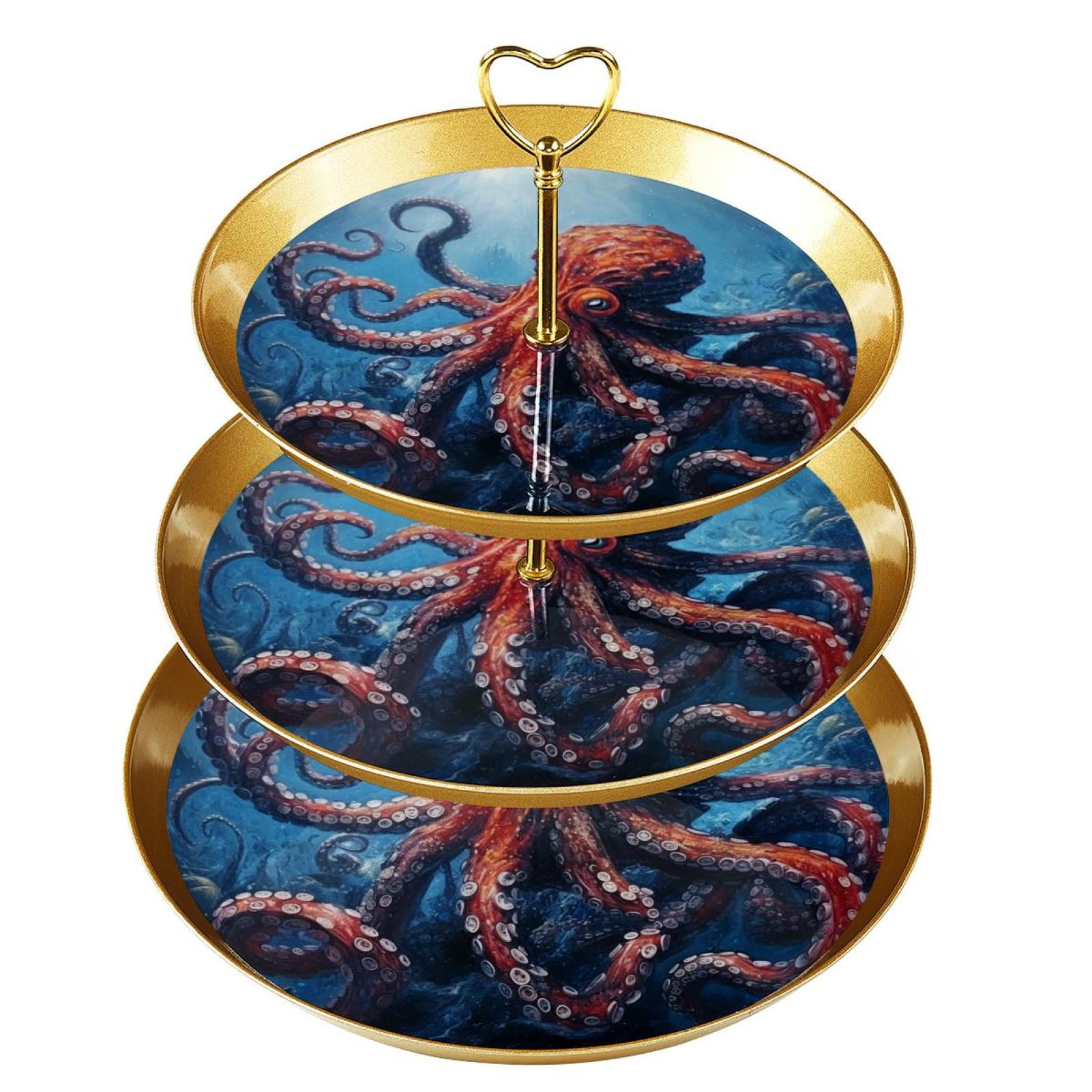 Octopus Elegant Plastic Discs Cupcake Stand with Iron Pillars - 3 Tier ...