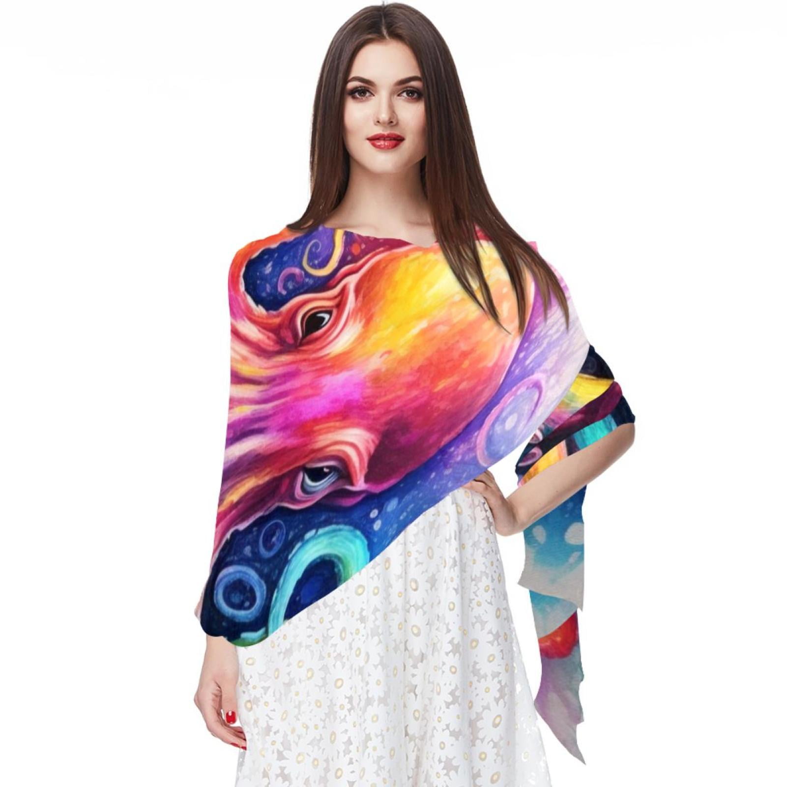 Octopus Elegant Silk Scarf - Translucent Chiffon Yarn - Lightweight and ...