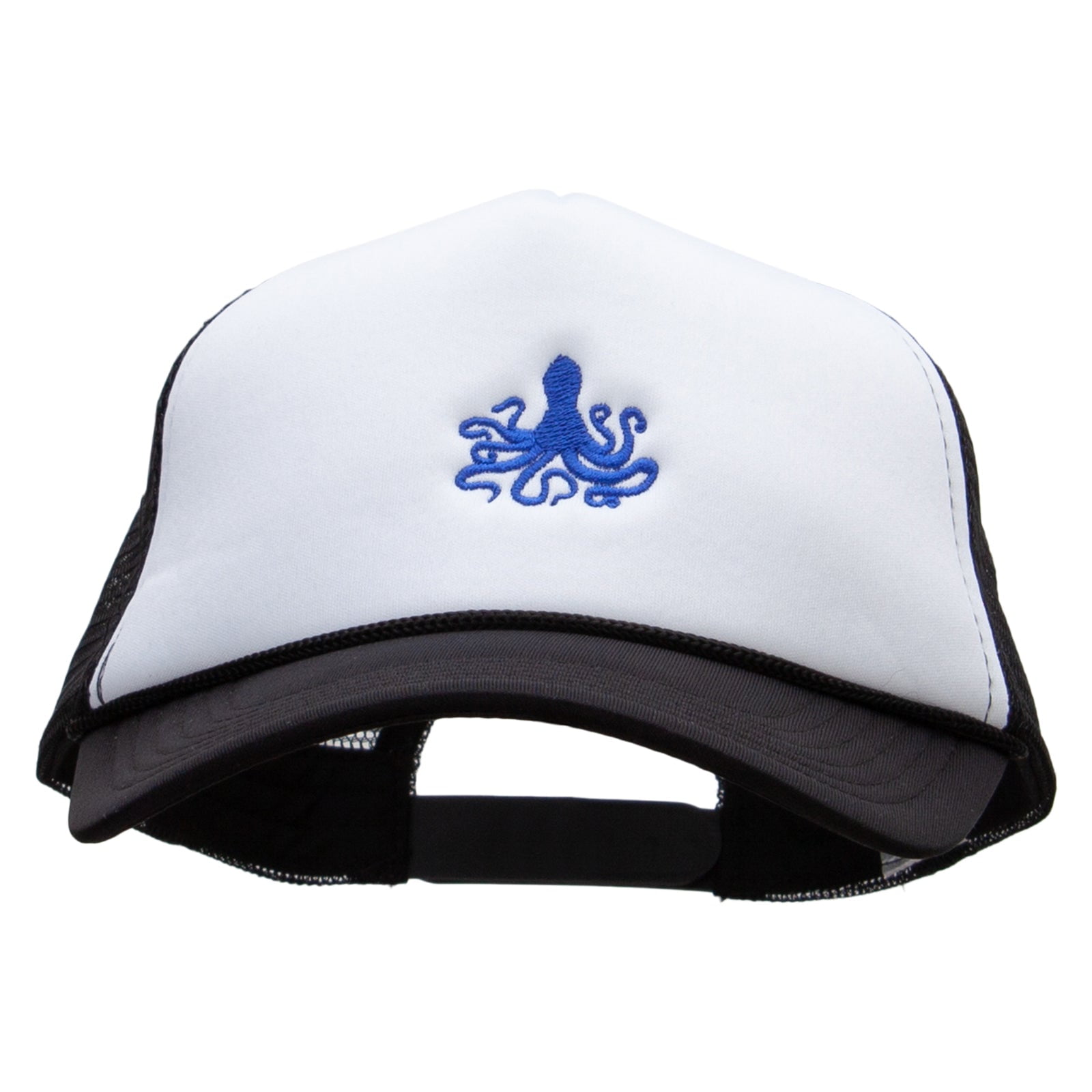Octopus Embroidered Foam Panel Mesh Snapback - Black White OSFM ...