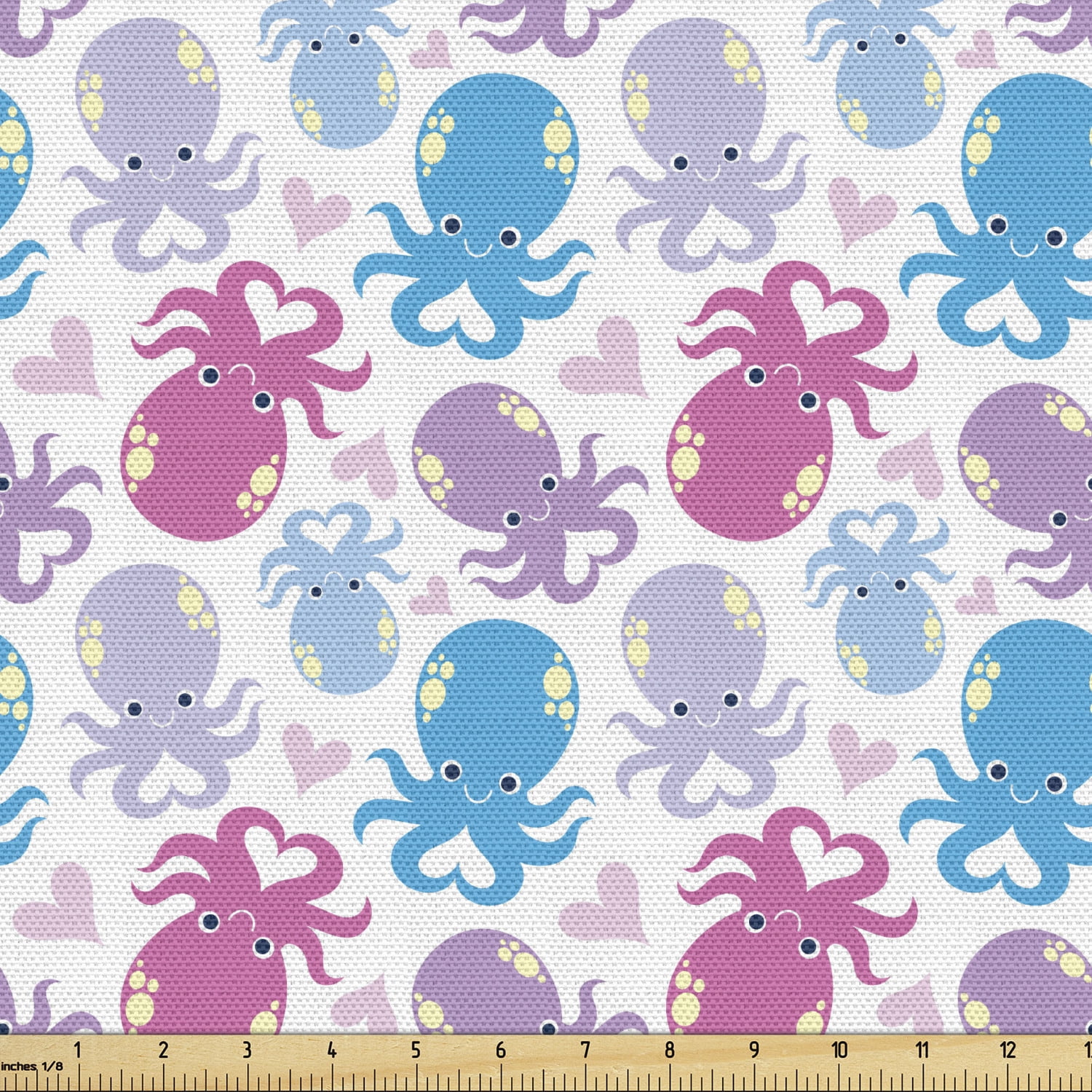 Ambesonne Octopus Fabric by the Yard Upholstery, Love Theme Creatures ...