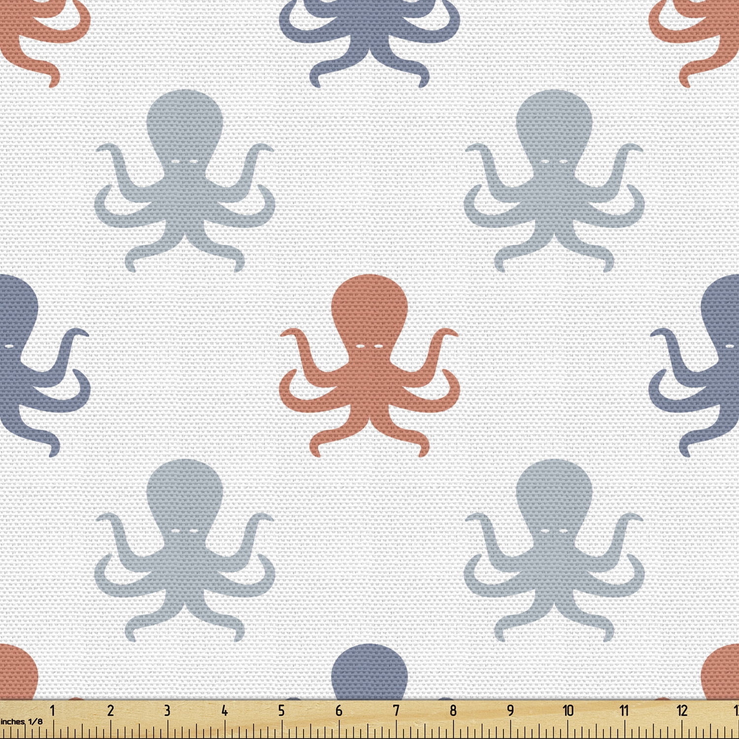Ambesonne Octopus Fabric by the Yard Upholstery, Nautical Silhouettes ...