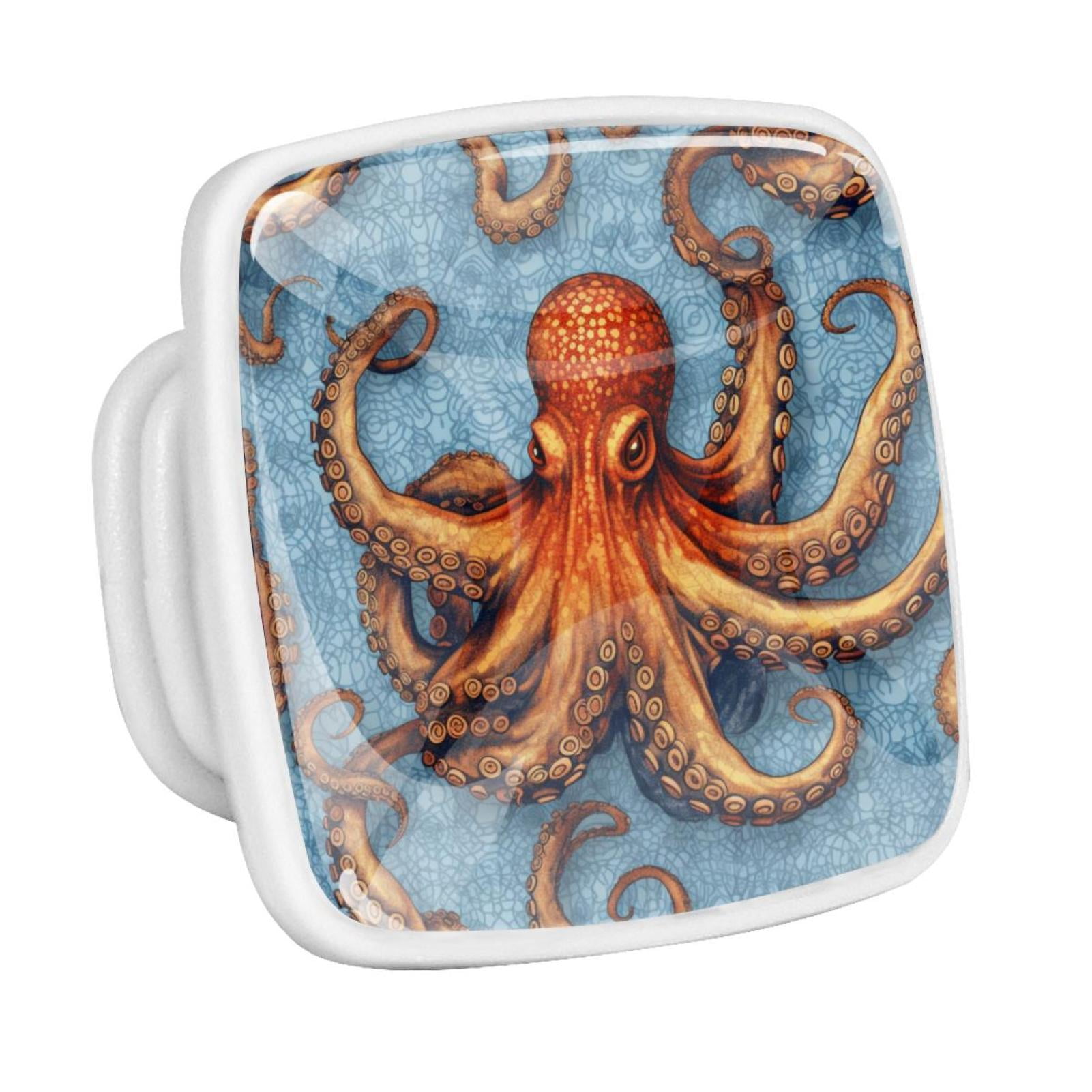 Octopus Fluorescent Drawer Pulls with Screws Square 4-Pack Glow Dark ...
