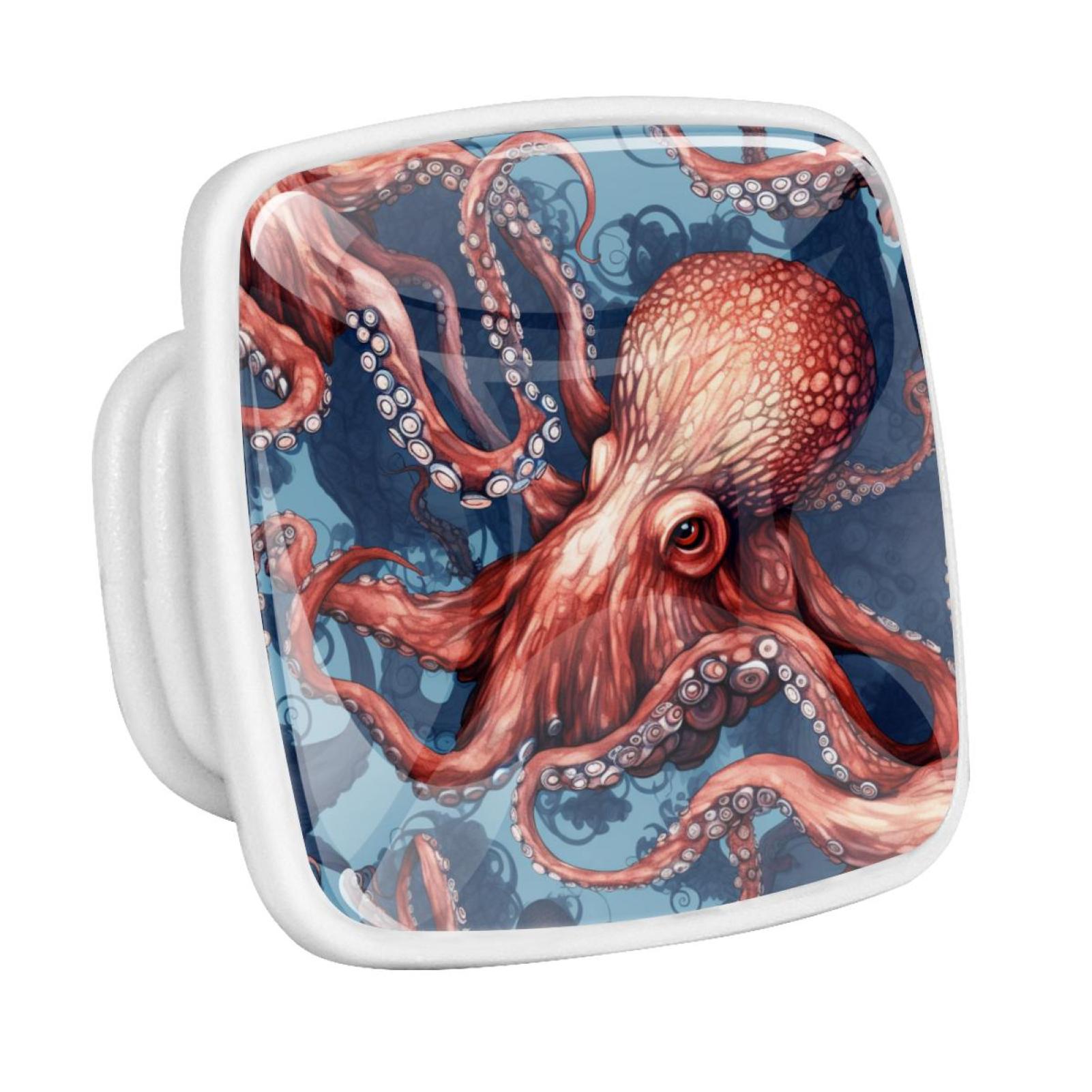 Octopus Fluorescent Drawer Pulls with Screws Square 4-Pack Glow Dark ...