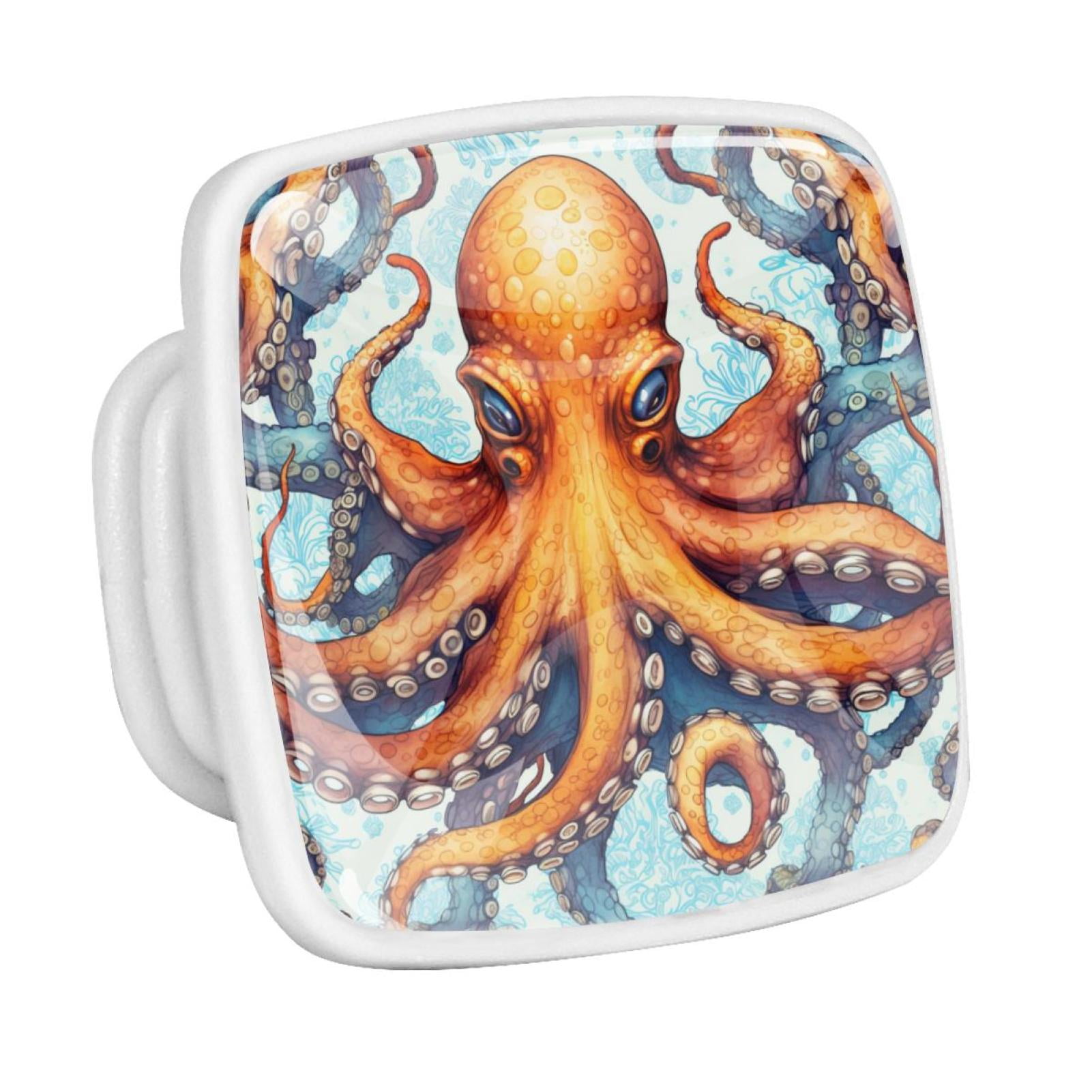 Octopus Fluorescent Drawer Pulls with Screws Square 4-Pack Glow Dark ...