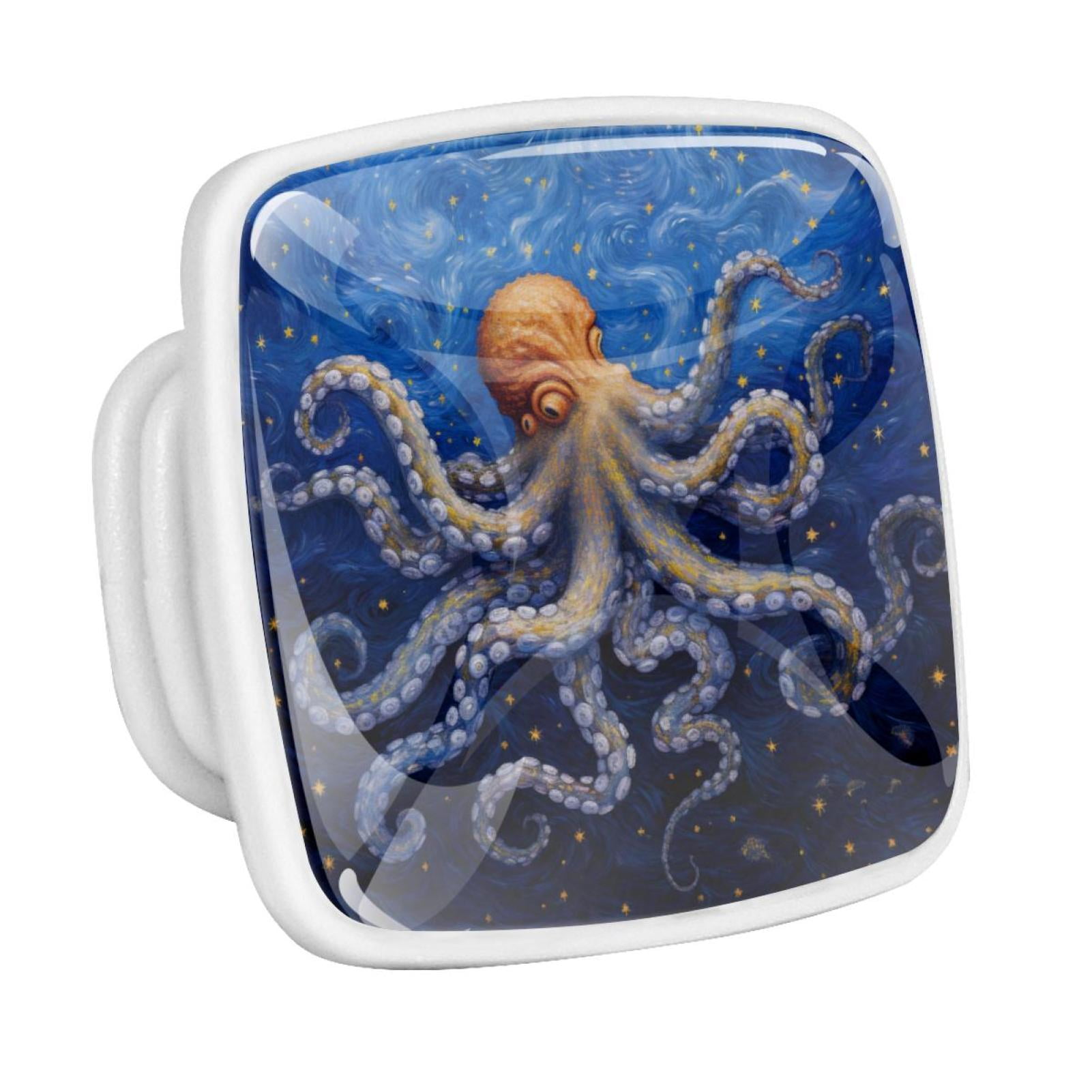 Octopus Fluorescent Drawer Pulls with Screws Square 4-Pack Glow Dark ...