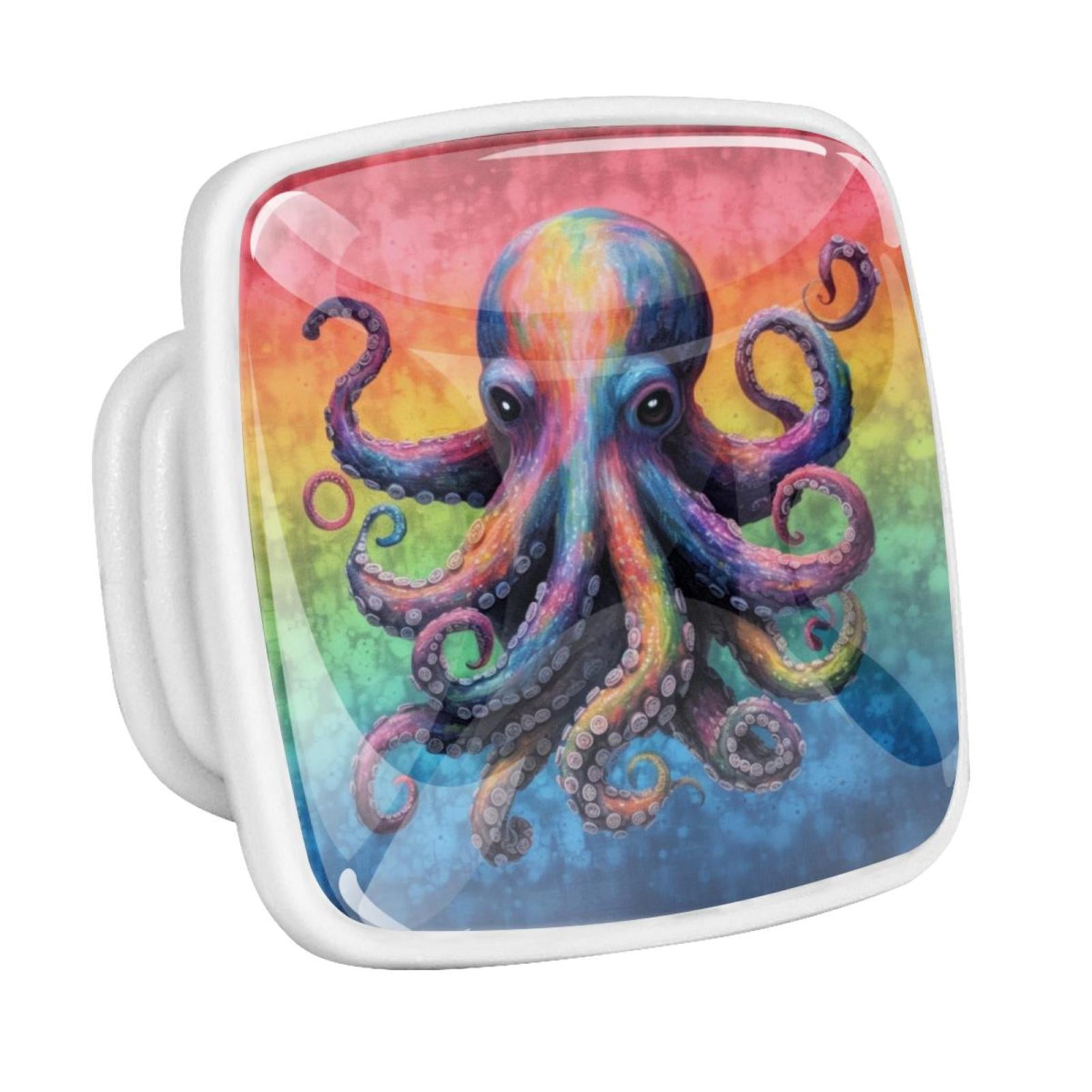 Octopus Fluorescent Drawer Pulls with Screws Square 4-Pack Glow Dark ...