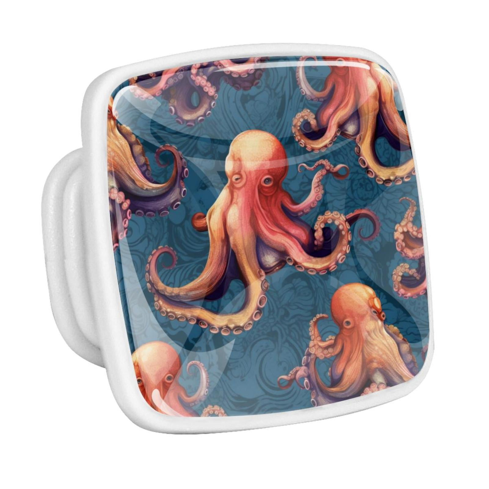 Octopus Fluorescent Drawer Pulls with Screws Square 4-Pack Glow Dark ...