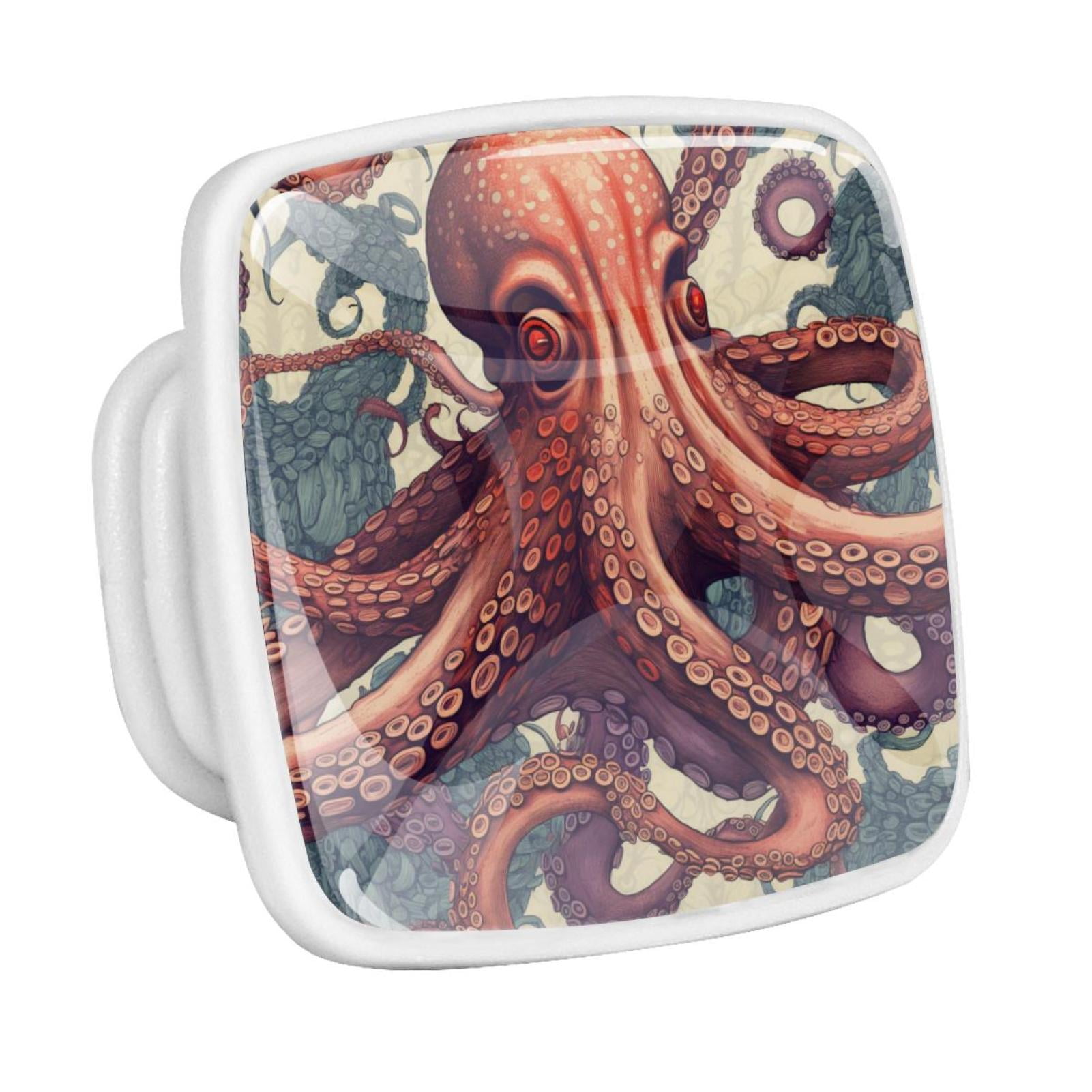 Octopus Fluorescent Drawer Pulls with Screws Square 4-Pack Glow Dark ...