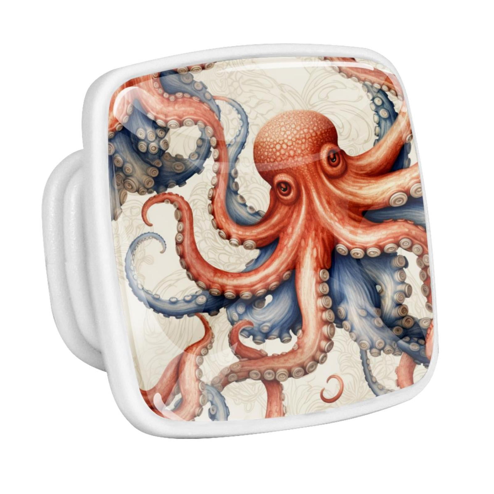 Octopus Fluorescent Drawer Pulls with Screws Square 4-Pack Glow Dark ...