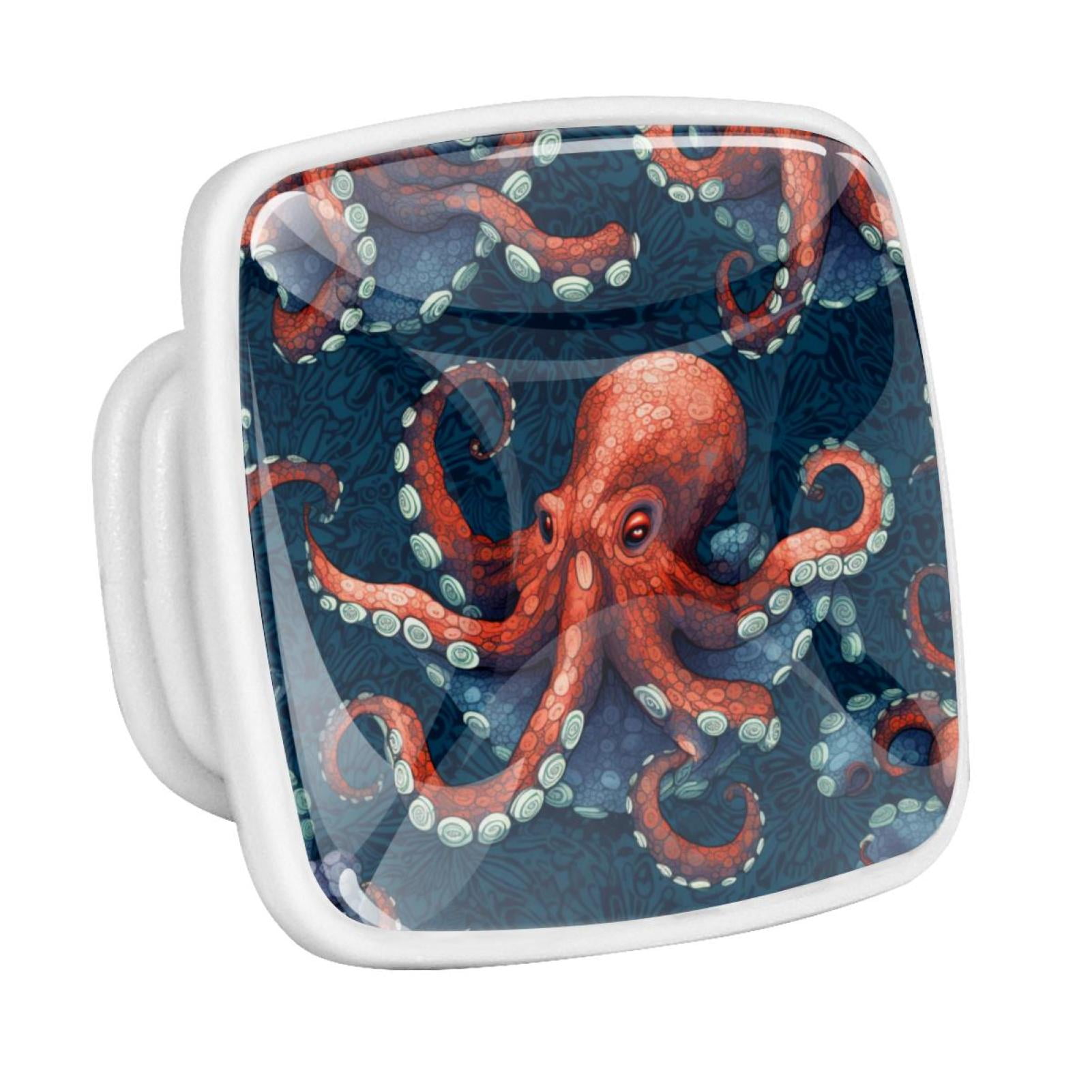 Octopus Fluorescent Drawer Pulls with Screws Square 4-Pack Glow Dark ...