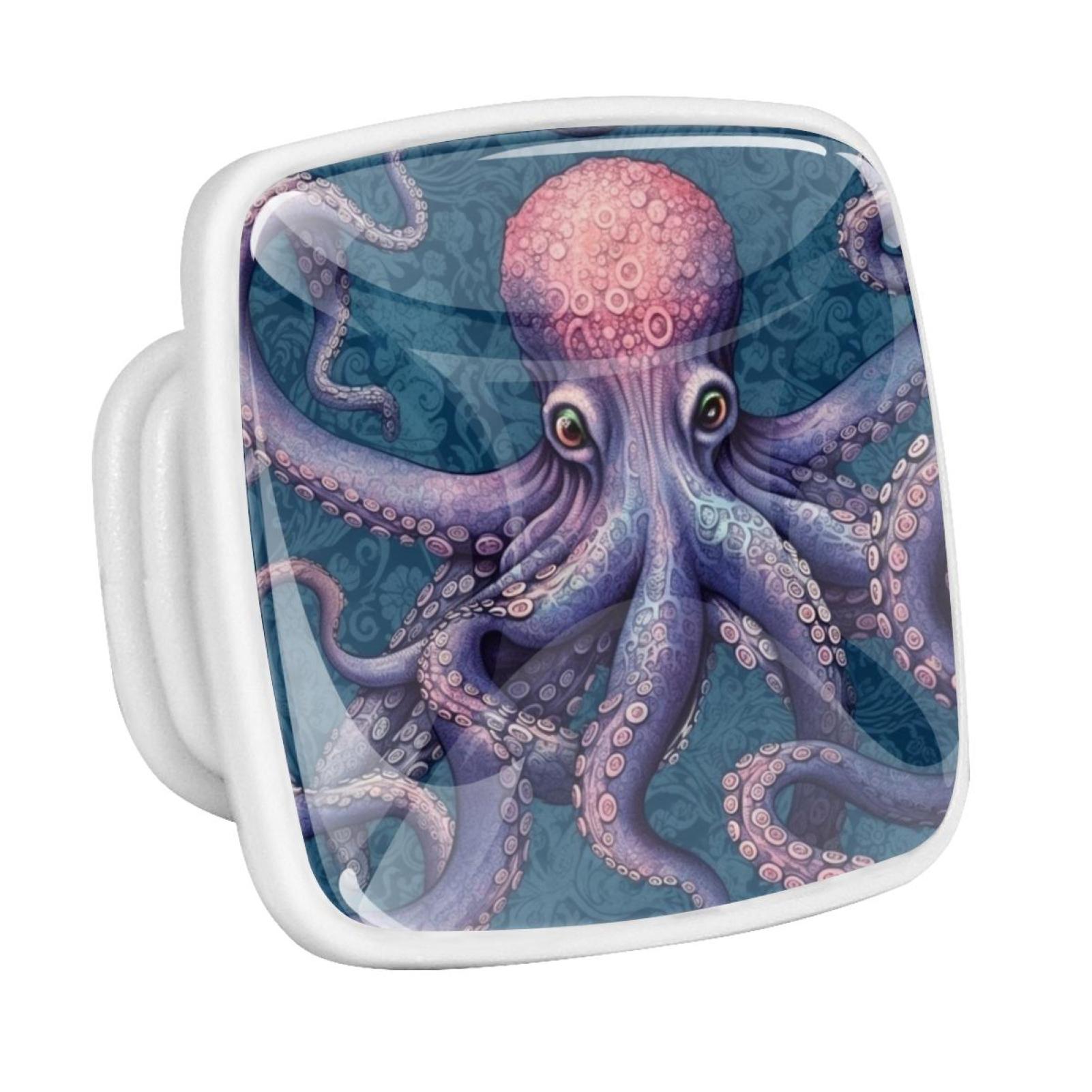 Octopus Fluorescent Drawer Pulls with Screws Square 4-Pack Glow Dark ...