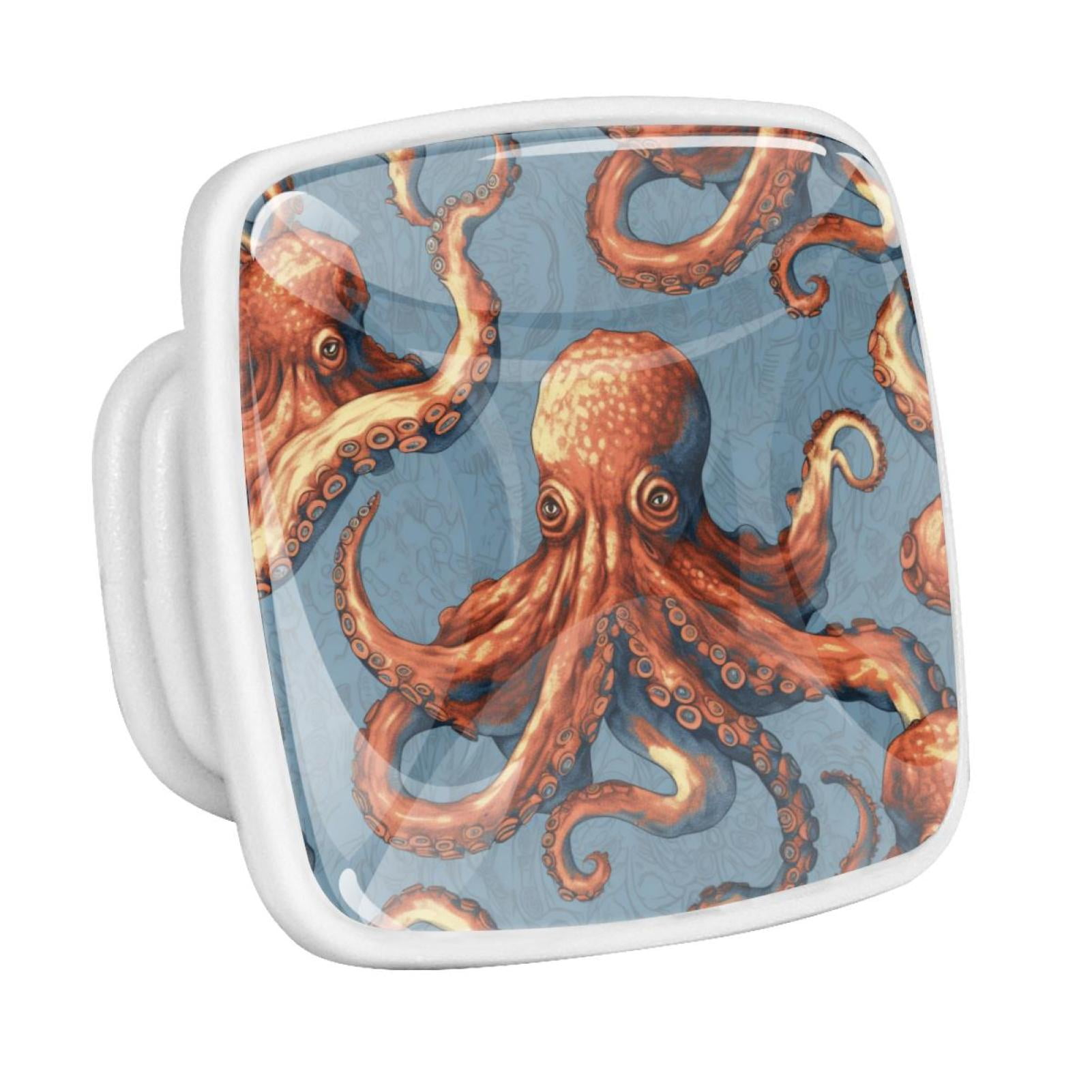 Octopus Fluorescent Drawer Pulls with Screws Square 4-Pack Glow Dark ...