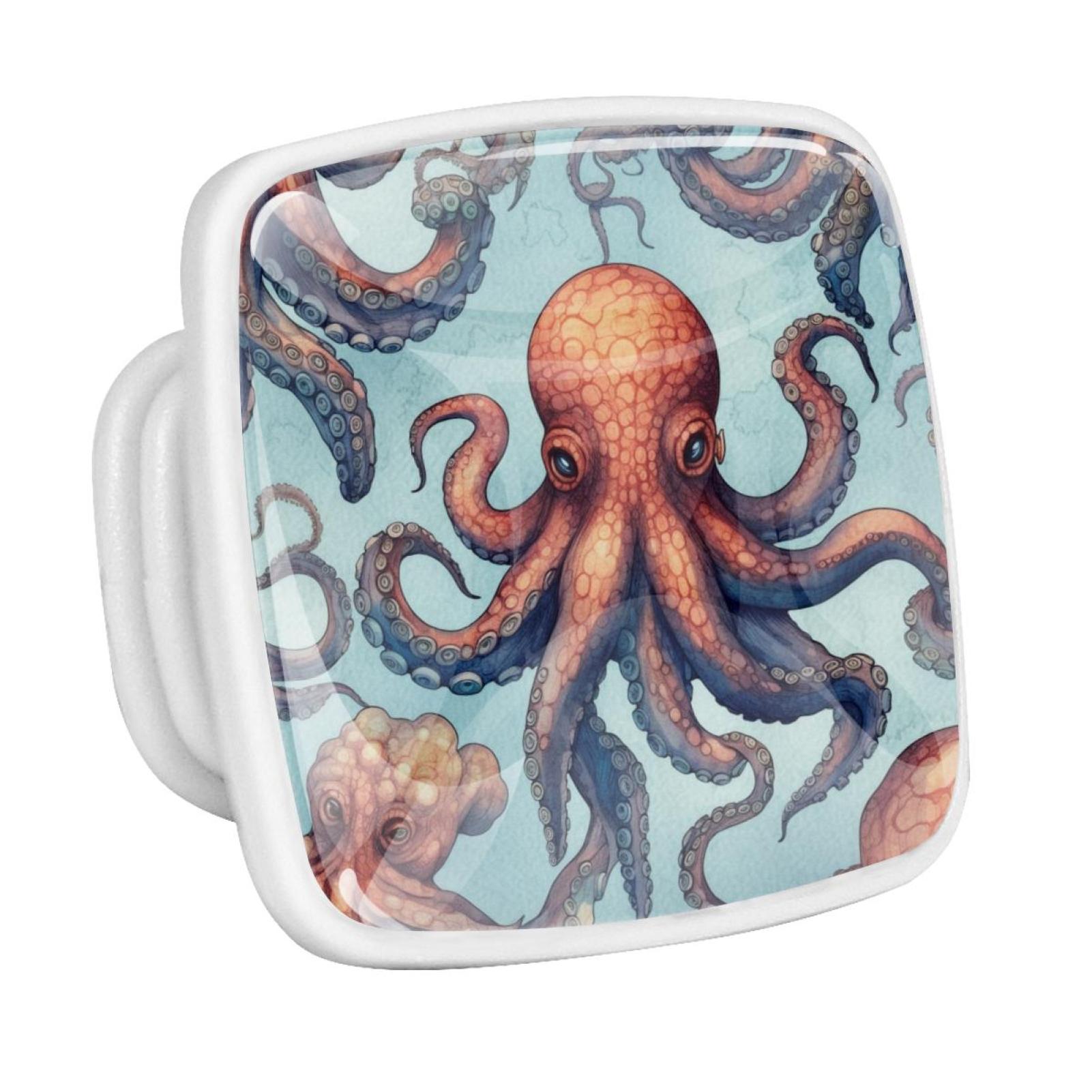 Octopus Fluorescent Drawer Pulls with Screws Square 4-Pack Glow Dark ...