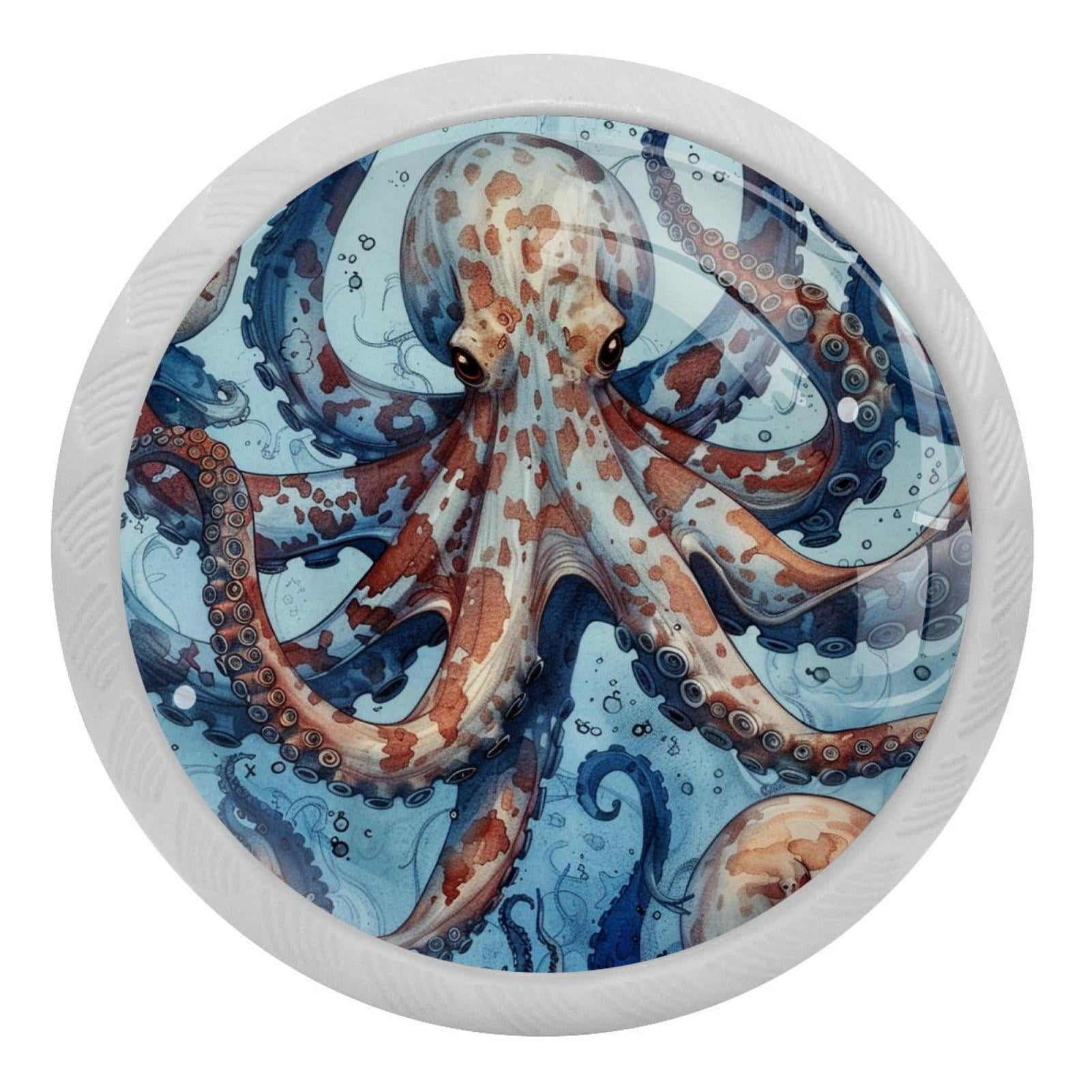 Octopus Fluorescent Drawer Pulls with Screws: Round 4-Pack Glow-in-the ...
