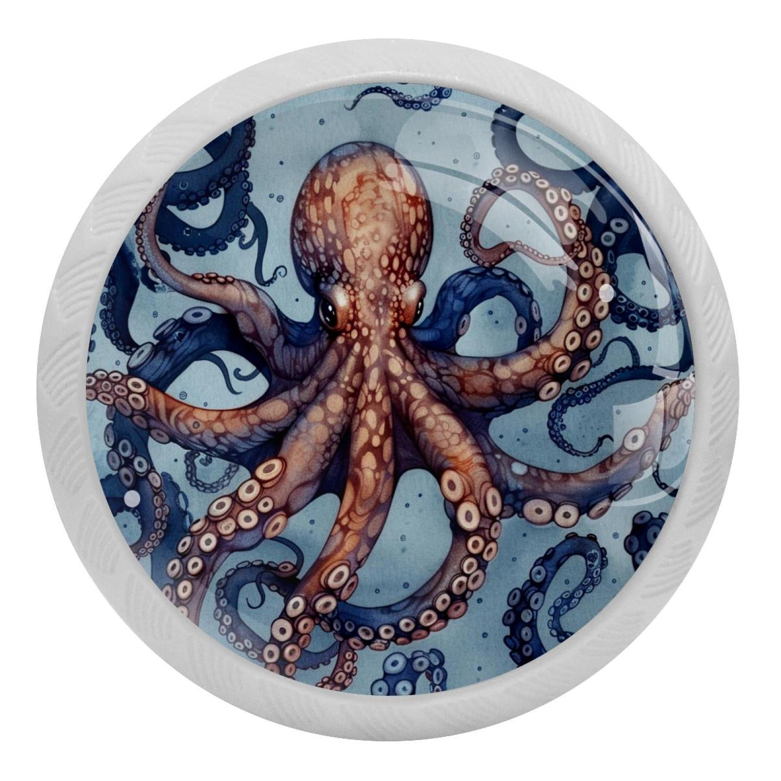 Octopus Fluorescent Drawer Pulls with Screws: Round 4-Pack Glow-in-the ...