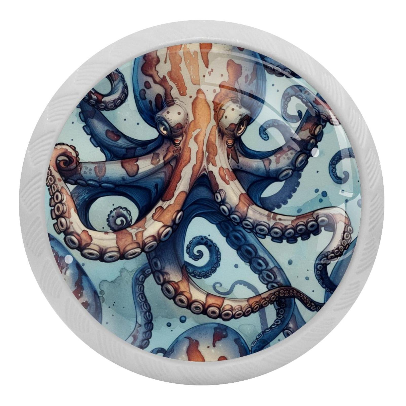 Octopus Fluorescent Drawer Pulls with Screws - Round 4-Pack, Glow-in ...
