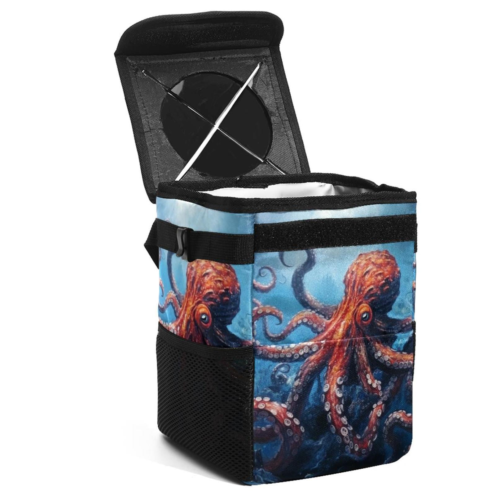 Octopus Foldable Car Trash Can with Lid, Leak-Proof Mini Trash Can, Car ...