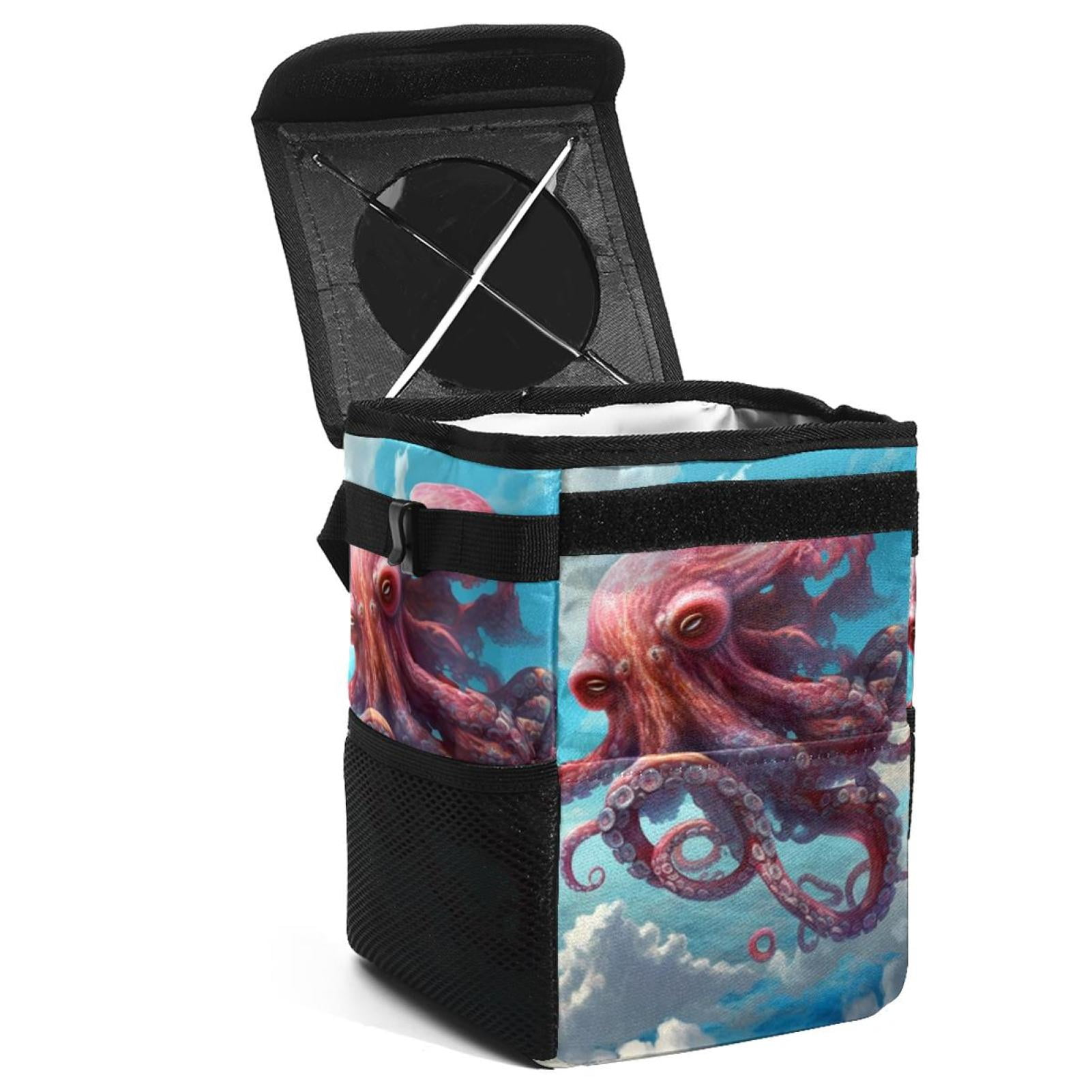 Octopus Foldable Car Trash Can with Lid, Leak-Proof Mini Trash Can ...
