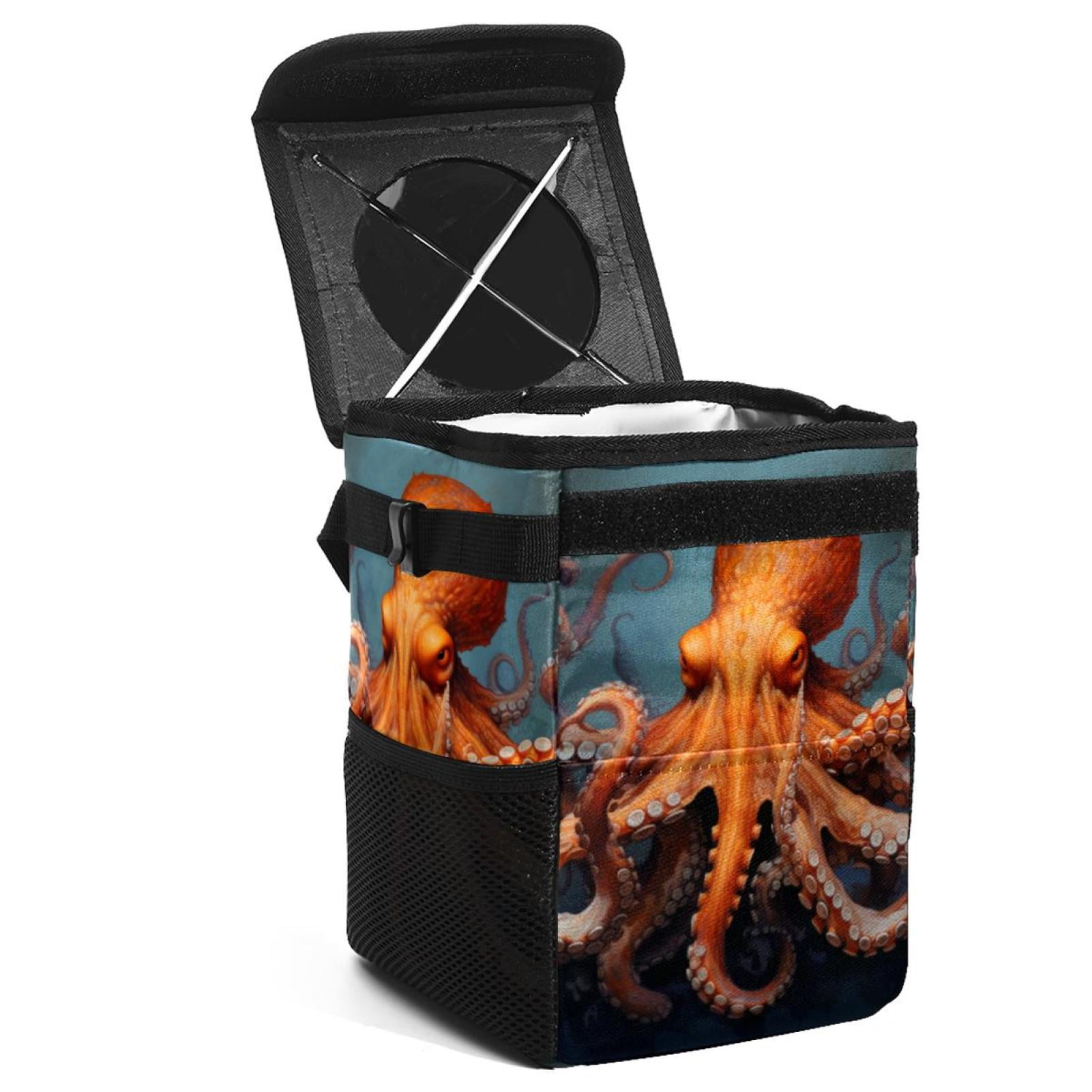 Octopus Foldable Car Trash Can with Lid, Leak-proof Hanging Storage Bag ...