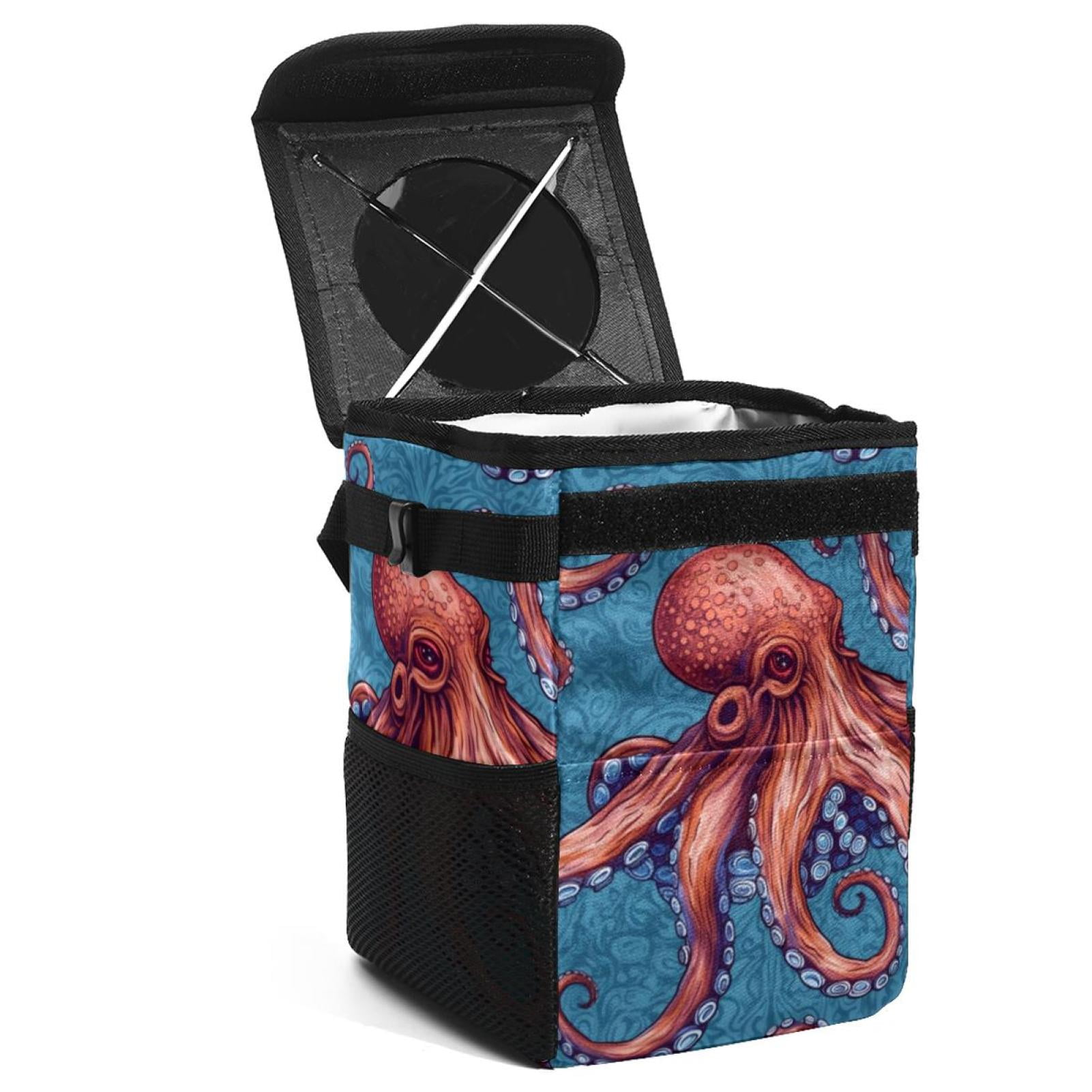 Octopus Foldable Mini Car Trash Can with Lid and Leak-Proof Hanging ...