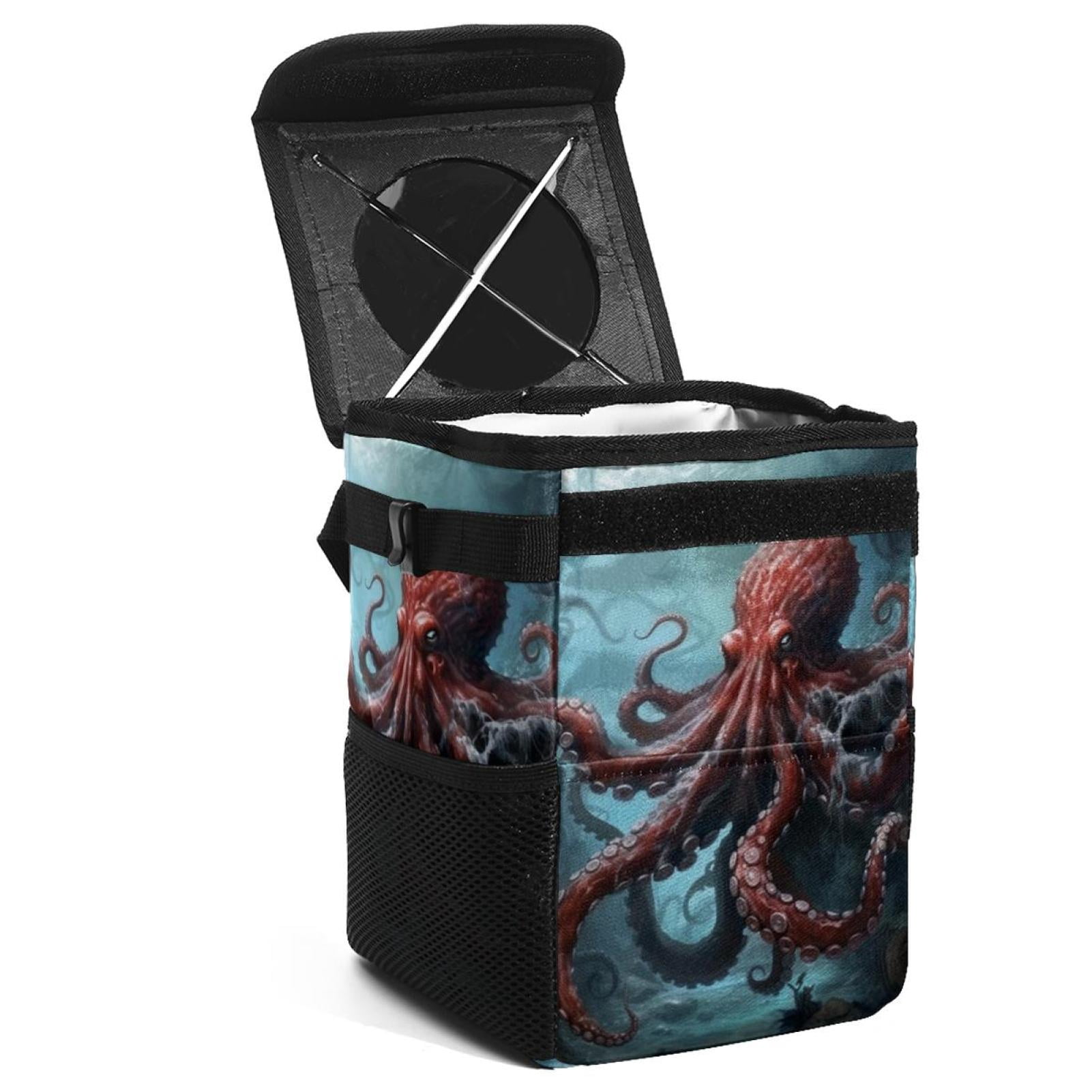 Octopus Foldable Mini Trash Can with Lid - Leak-Proof Car Garbage Can ...
