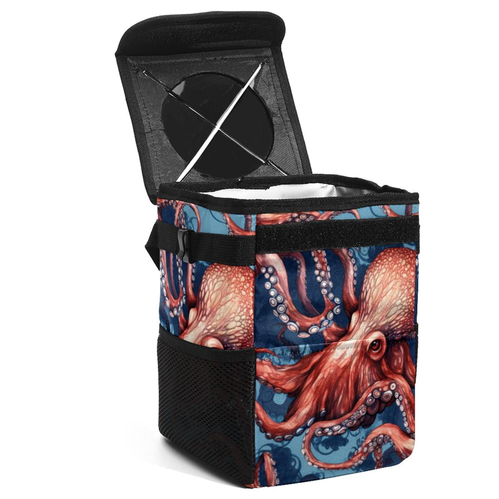 Octopus Foldable Mini Trash Can with Lid - Leak-Proof Car Garbage Can ...