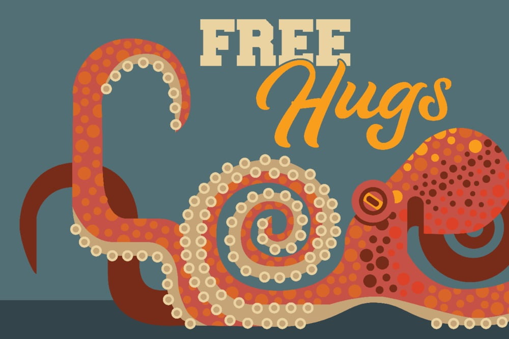 Octopus, Geometric, Free Hugs (9x12 Wall Art Print, Home Decor ...