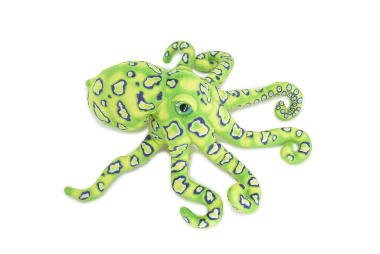 Octopus Green Plush Animal, Soft, Stuffed Toy, Educational, Realistic ...