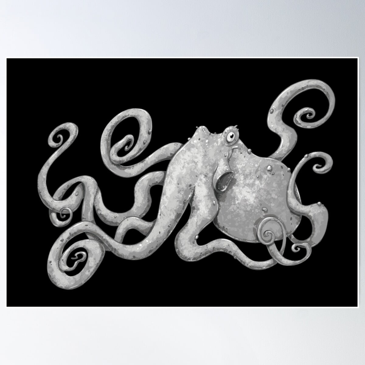 Octopus - Greyscale Poster Wall Art, Modern Wall Decor For Living Room ...