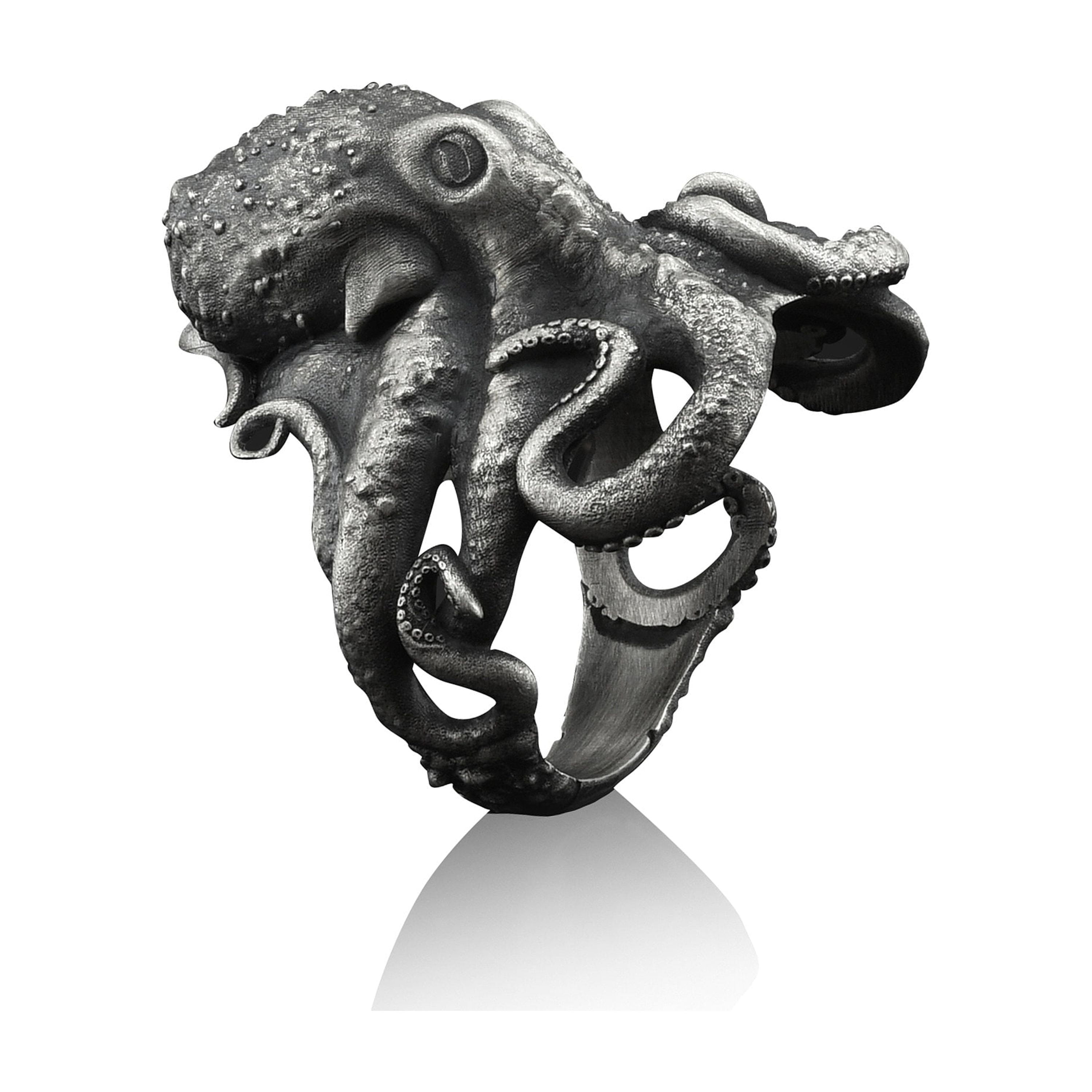 Octopus Handmade Sterling Silver Men Ring, Octopi Animal Biker Ring ...