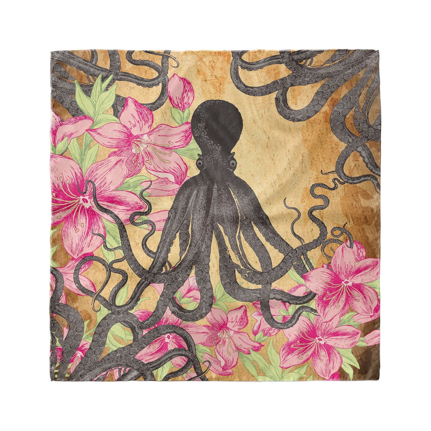 Octopus Head Scarf, Kraken Roses Leaves, Head Wrap, 3 Sizes, by ...