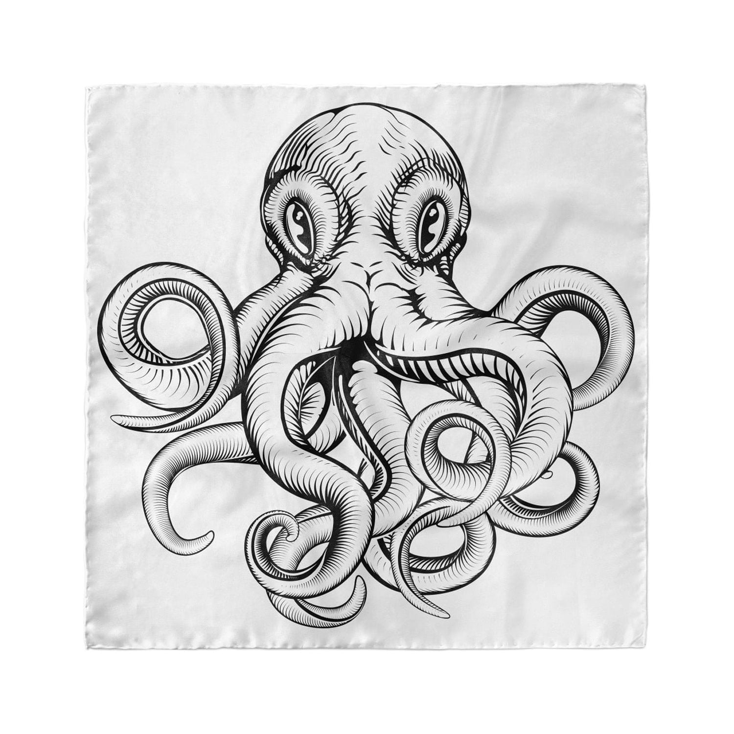 Octopus Head Scarf, Sketch Monochrome Art, Head Wrap, 3 Sizes, by ...