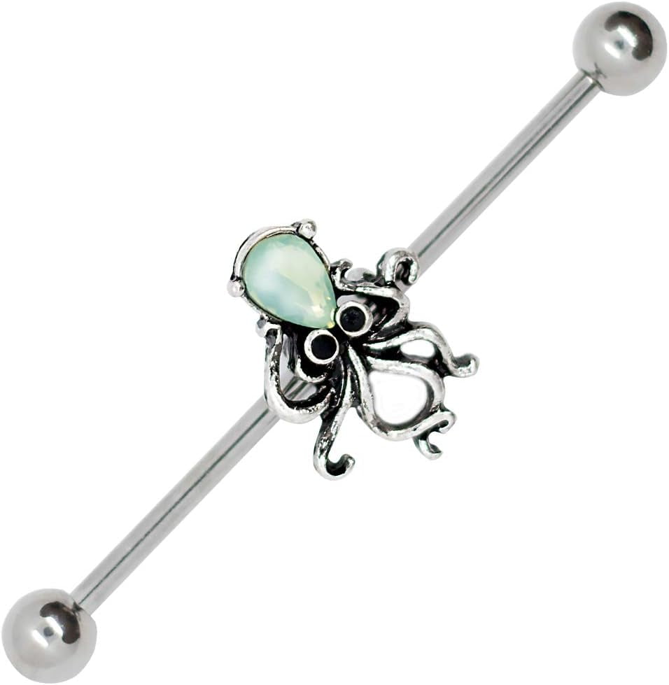 Octopus Industrial Barbell Bar Ear Piercing - 316L Surgical Grade ...