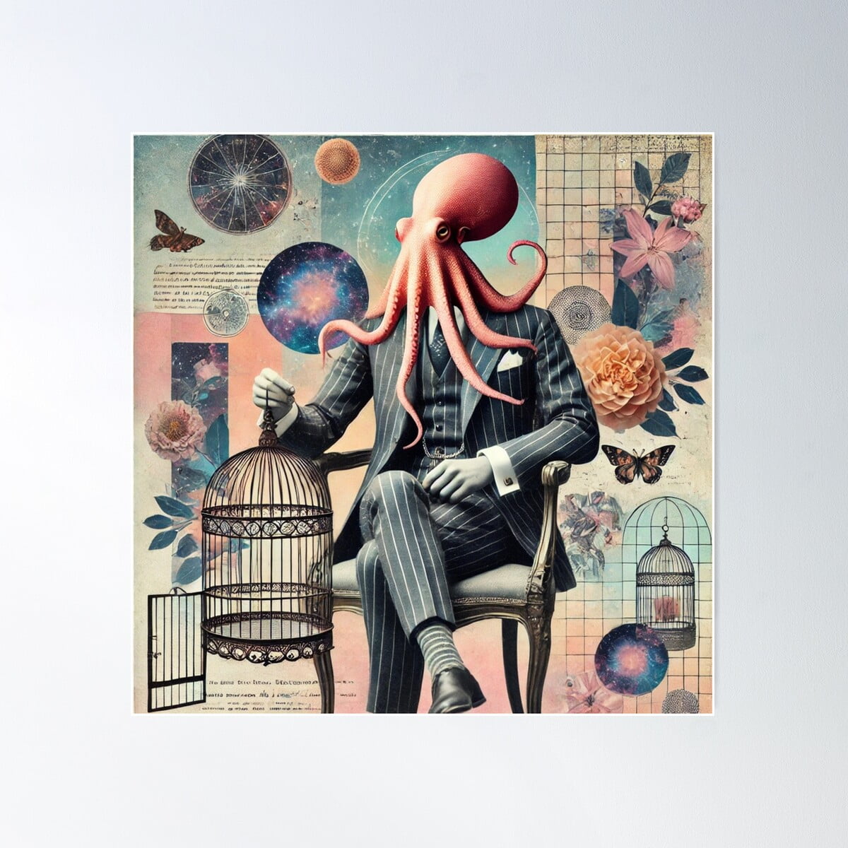 Octopus Knight In Cosmic Reality Poster Wall Art, Modern Wall Decor For ...