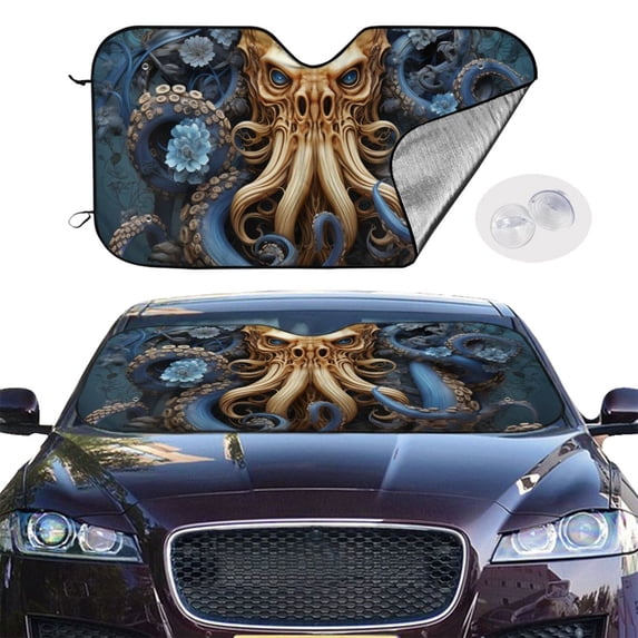 Octopus Kraken Monster Art Vintage Windshield Sunshade Sun Shade Front ...