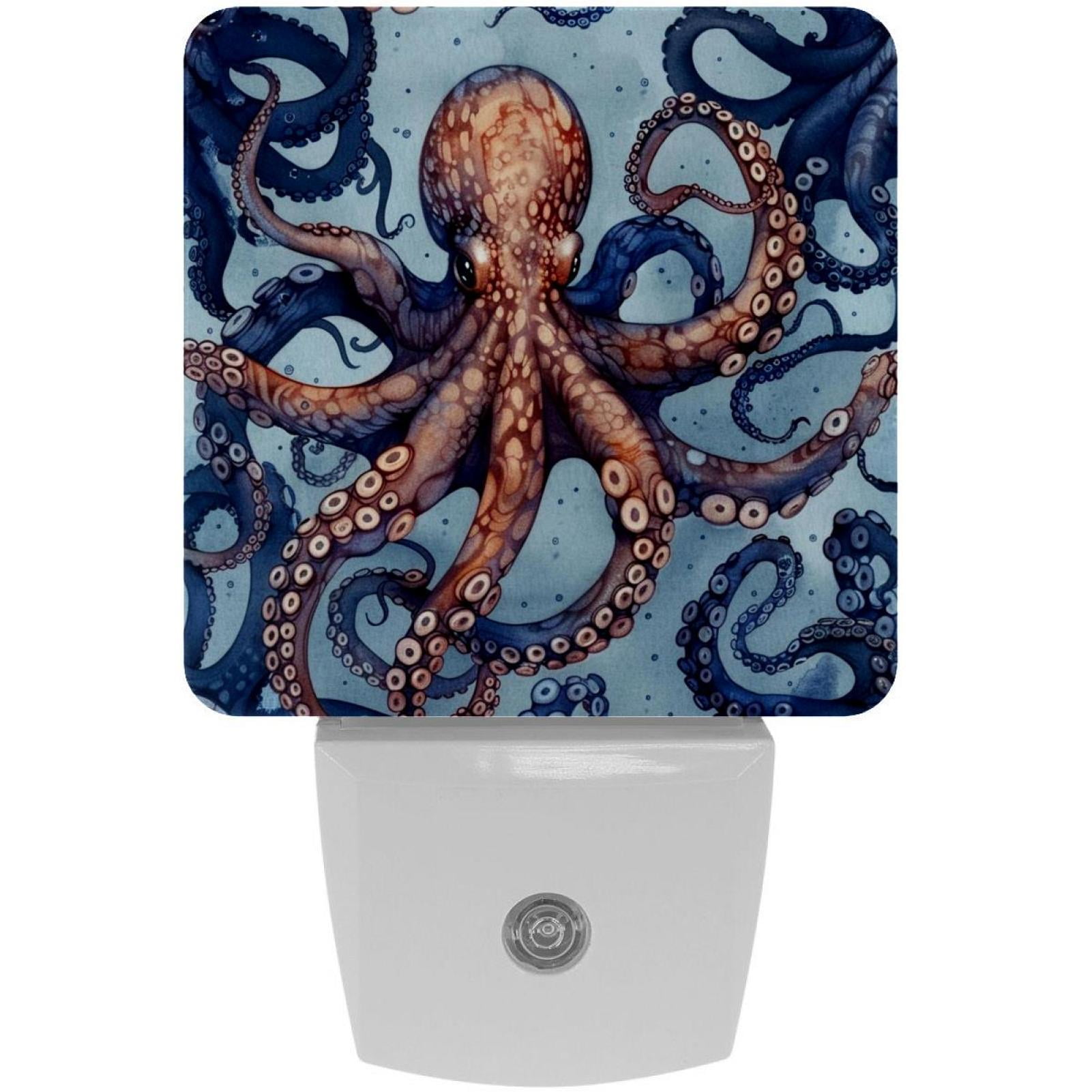 Octopus LED Square Night Light - Soft Glow Plug-in Lamp with Dusk to ...
