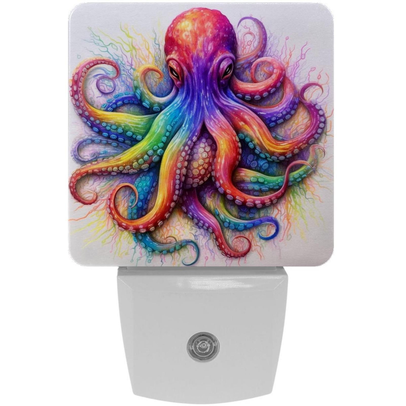 Octopus LED Square Night Lights - Modern Design, Soft Glow, Energy ...