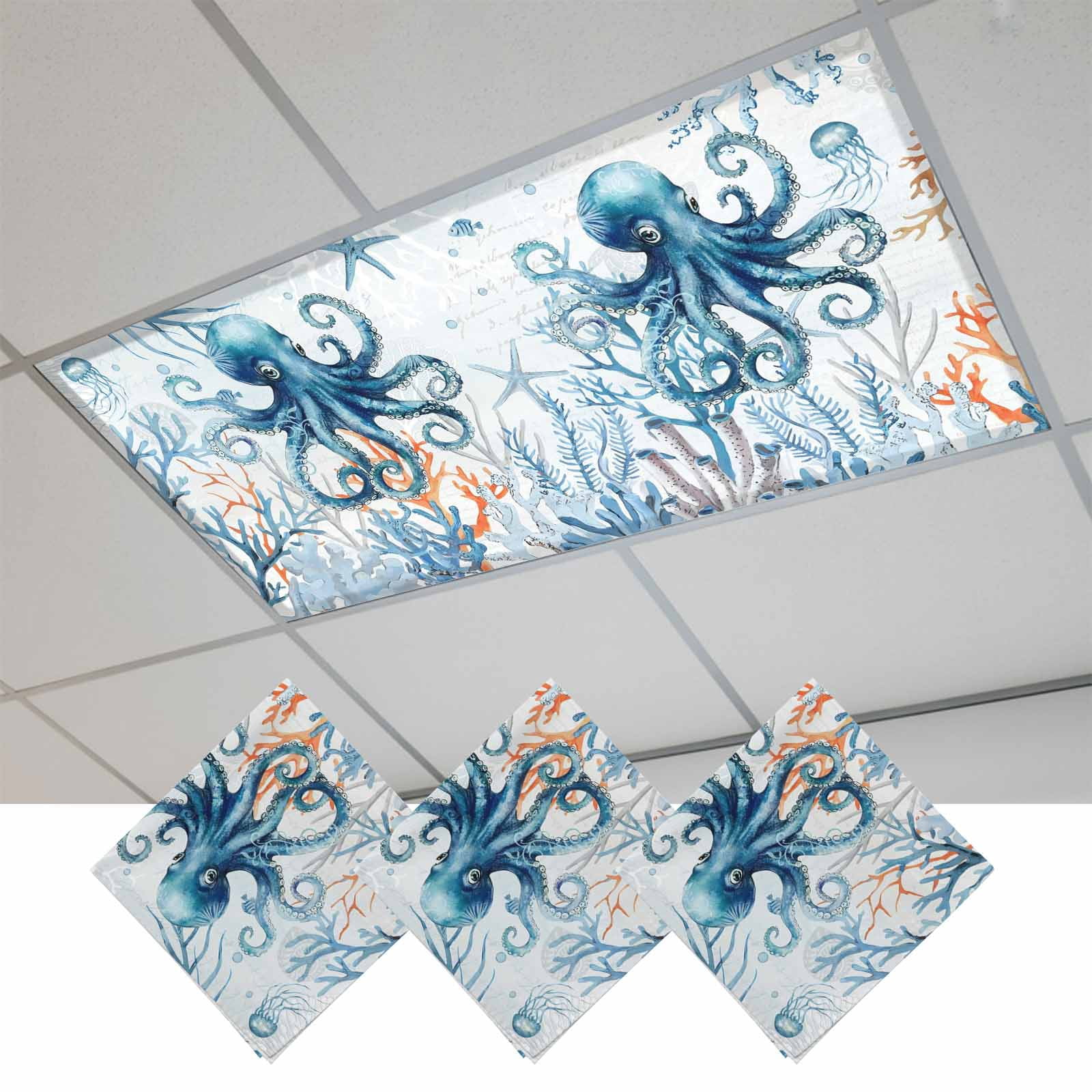 Octopus Magnetic Fluorescent Light Covers for Ceiling Lights 2x4Ft ...