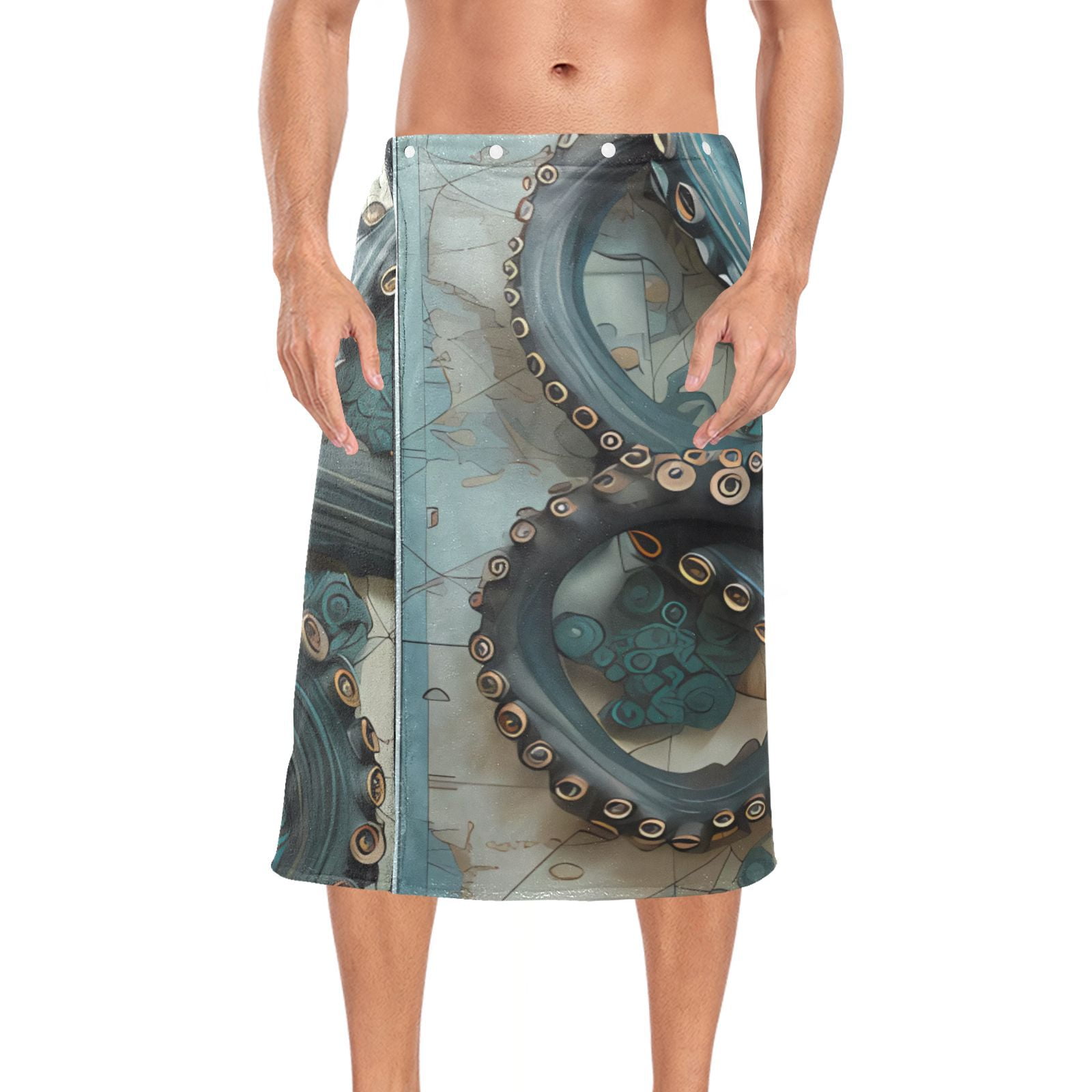 Octopus Map Bath Towel Wrap for Man Adjustable Shower Wrap Button ...
