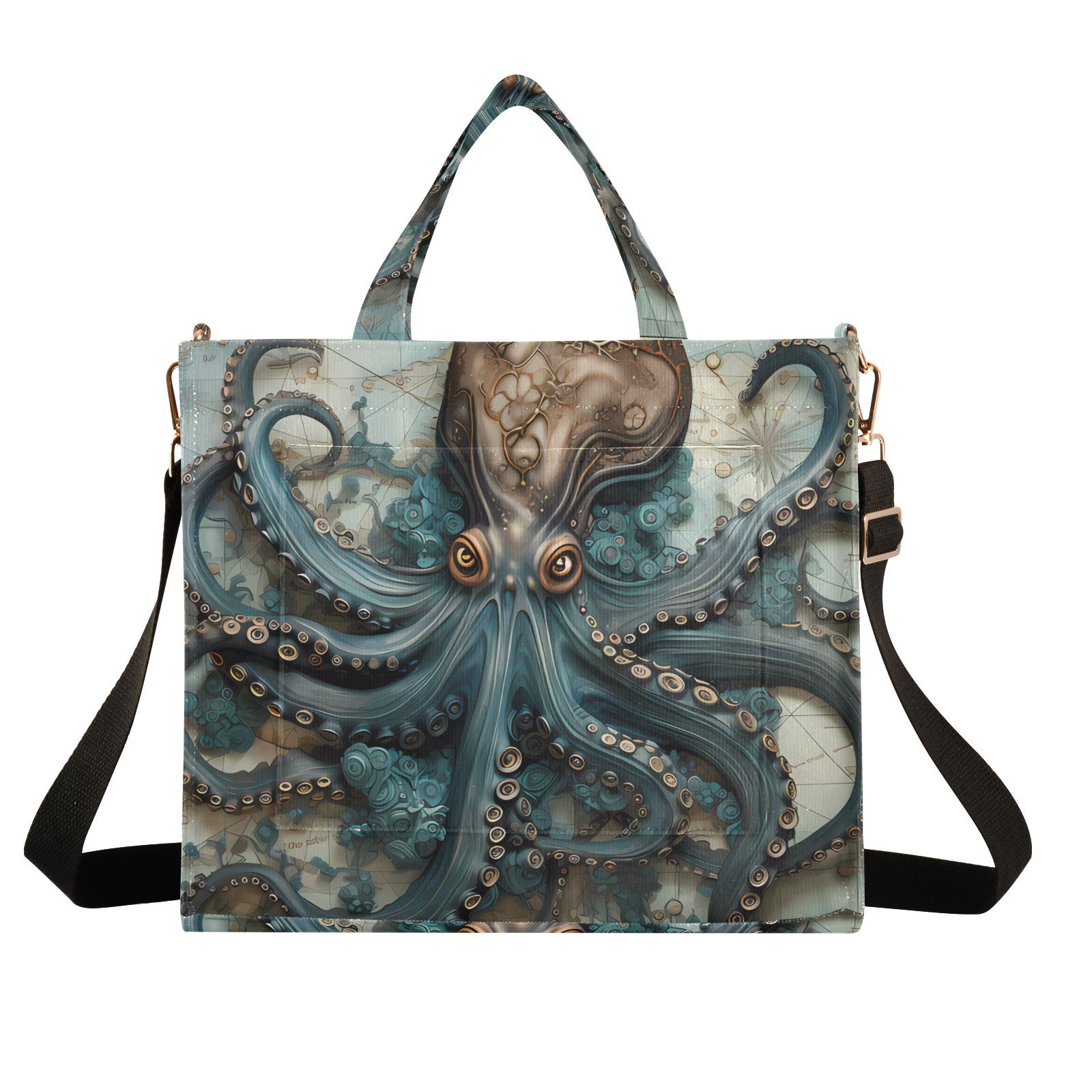 Octopus Map Corduroy Tote Bag Handbag Large Messenger Bag Shoulder ...