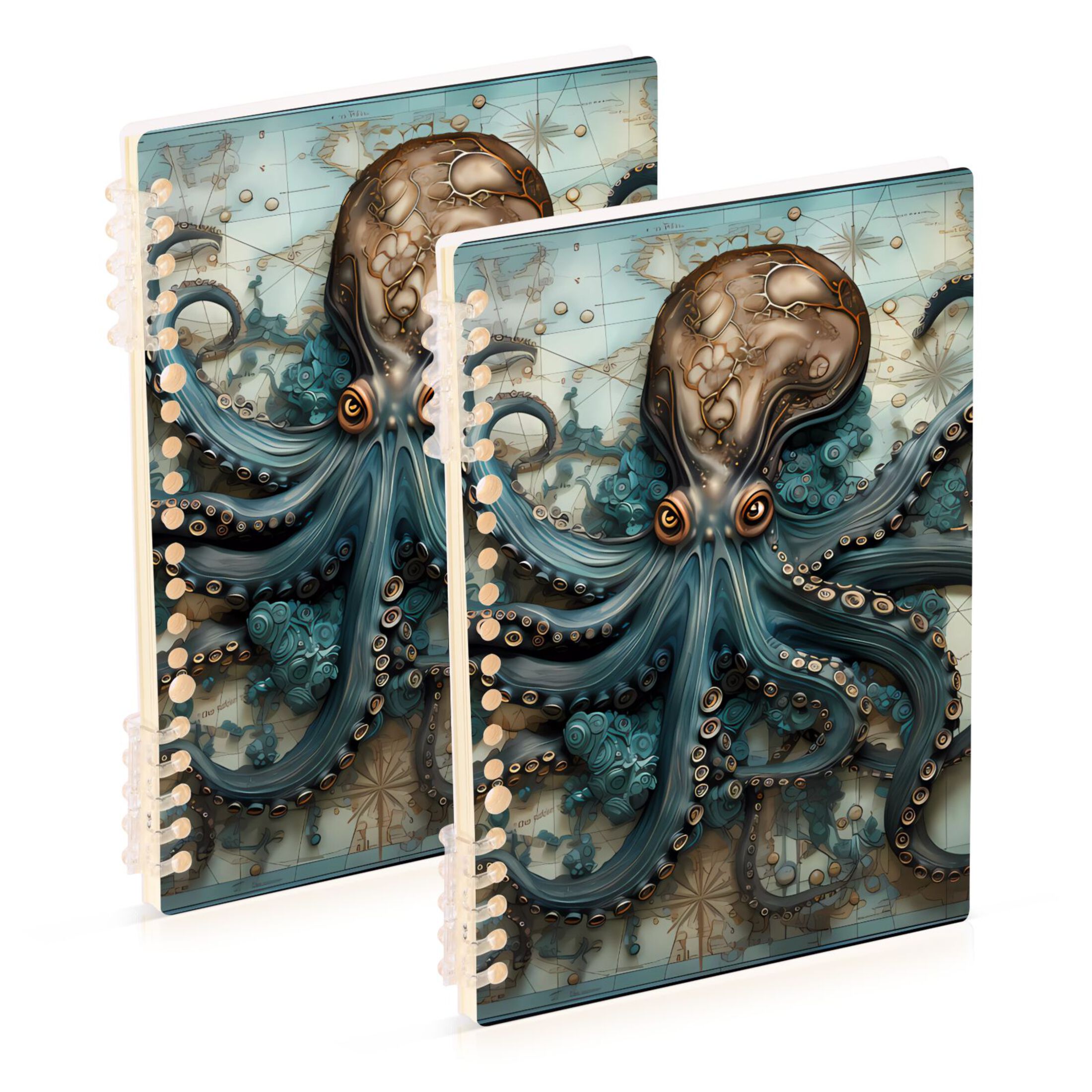 Octopus Map Ring Binder Notebook Journey Note Diary College Ruled ...