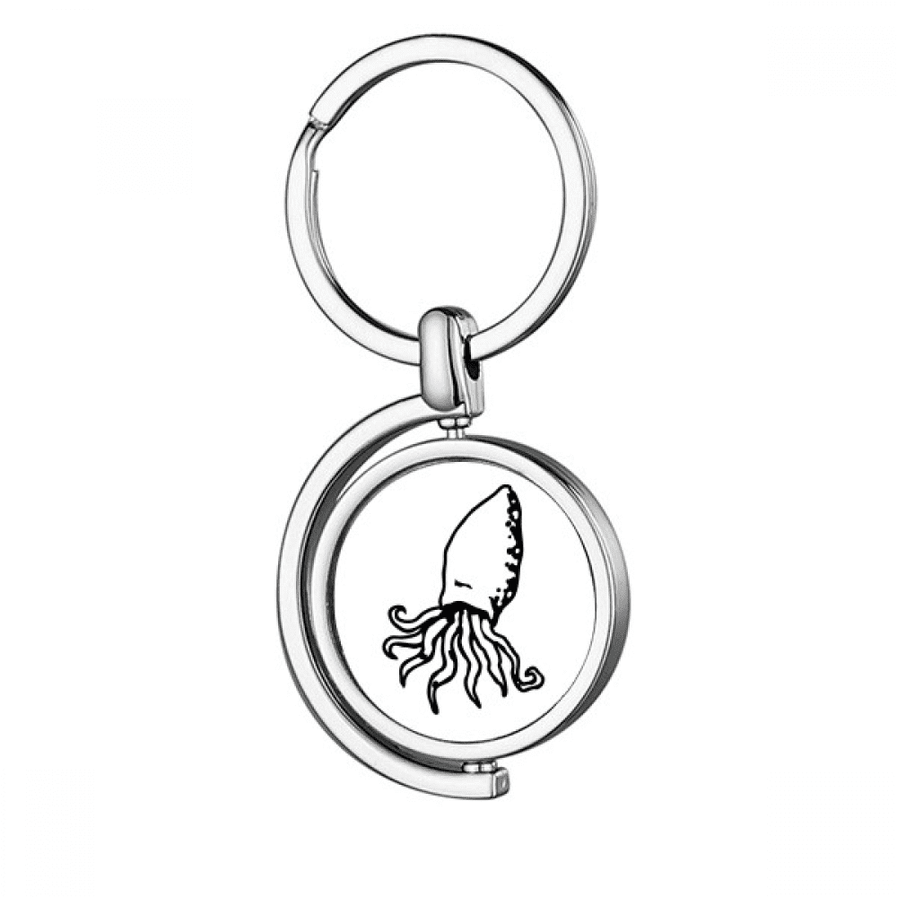 Octopus Marine Life Cartoon Illustration Rotating Keychain Metal ...