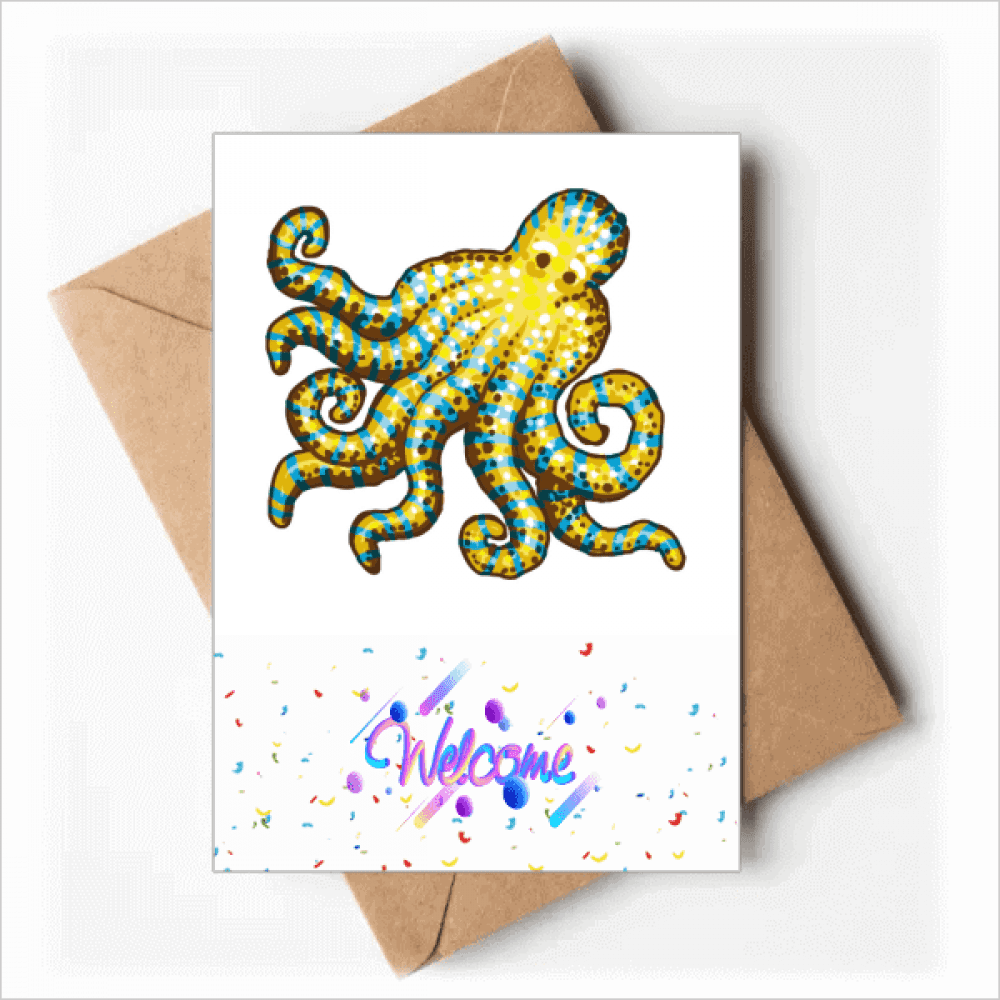 Octopus Marine Life Cartoon Pattern Welcome Back Greeting Cards ...