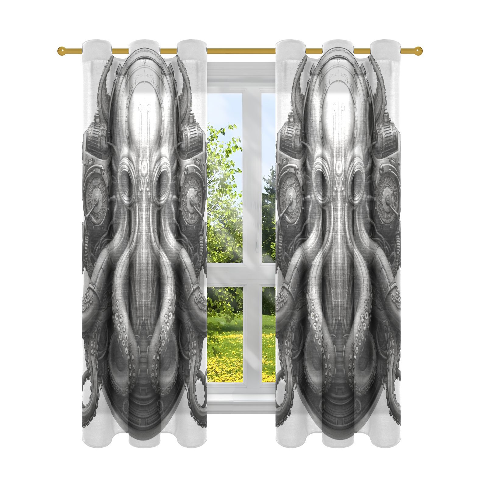 Octopus Mask Blackout Curtains Patio Door Curtains Window Decoration ...