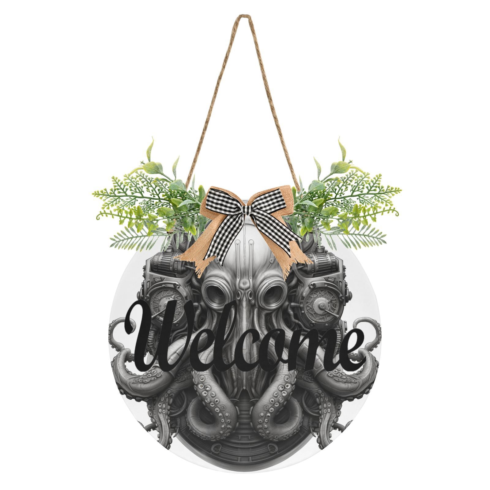 Octopus Mask Welcome Sign for Front Door Wreath Door Sign for Farmhouse ...