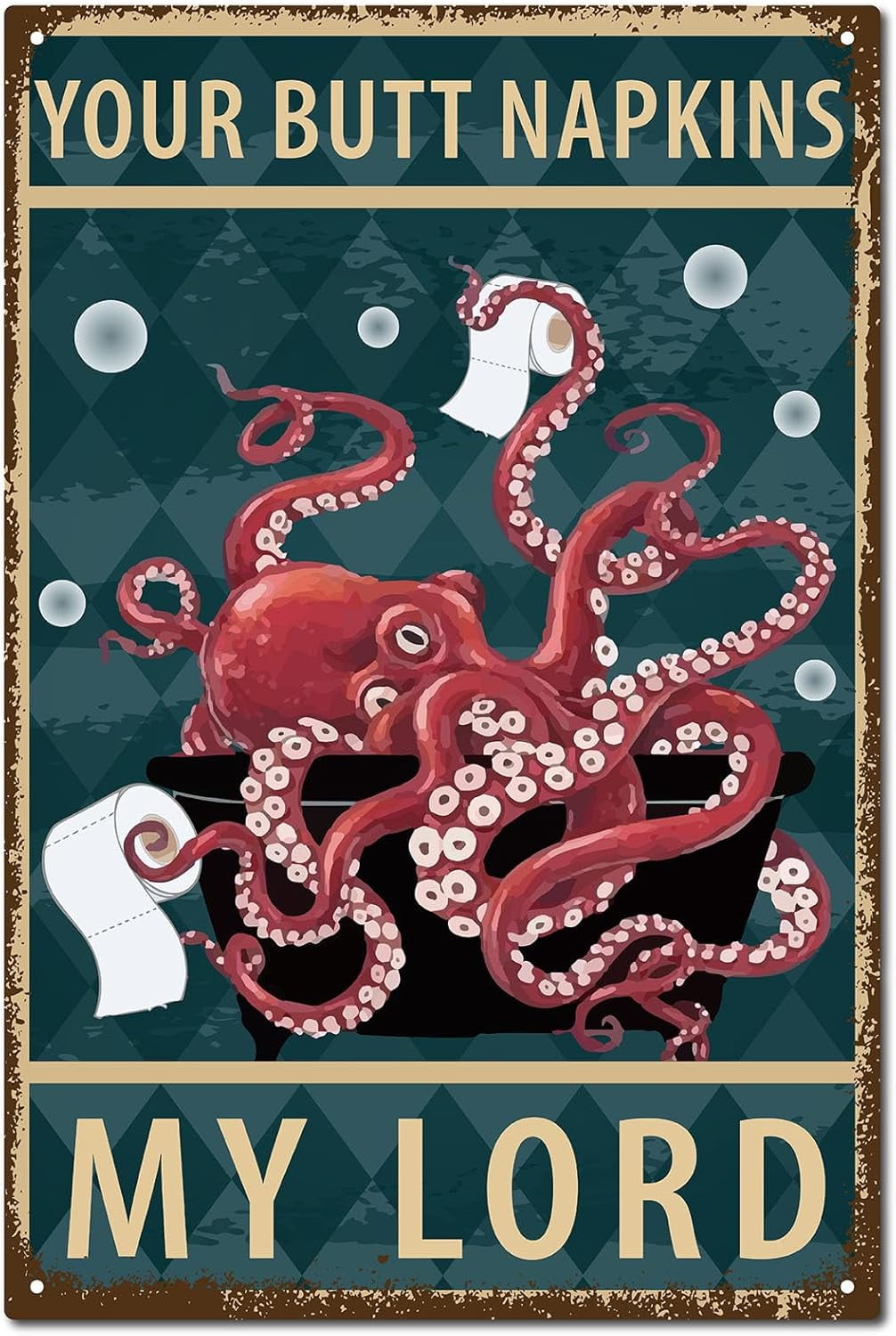 Octopus Metal Tin Sign Vintage Sign Wall Decor Retro Painting Poster ...