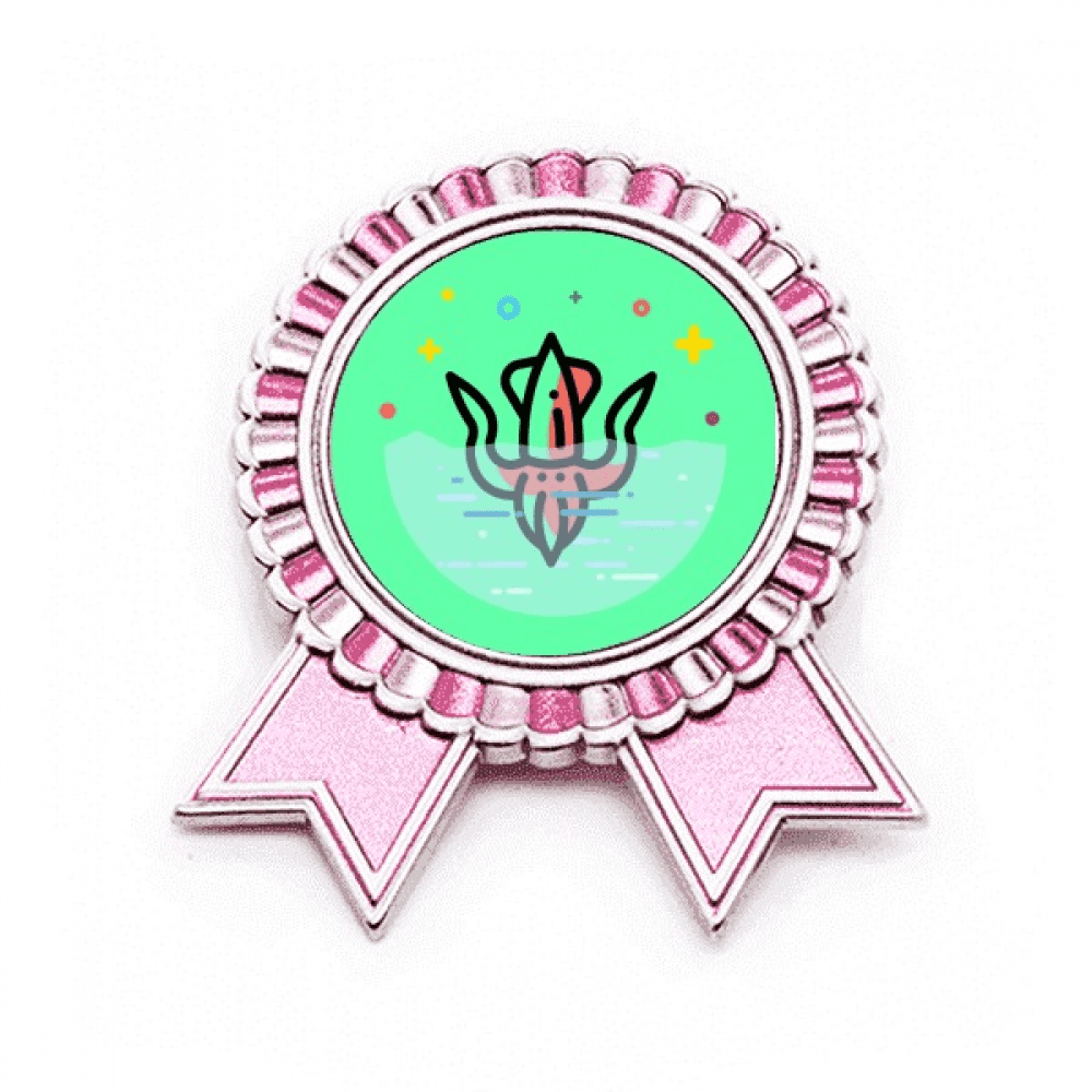 Octopus Mignon Animation Cuttlefish Badge Brooch Pin Pink Winner Award ...