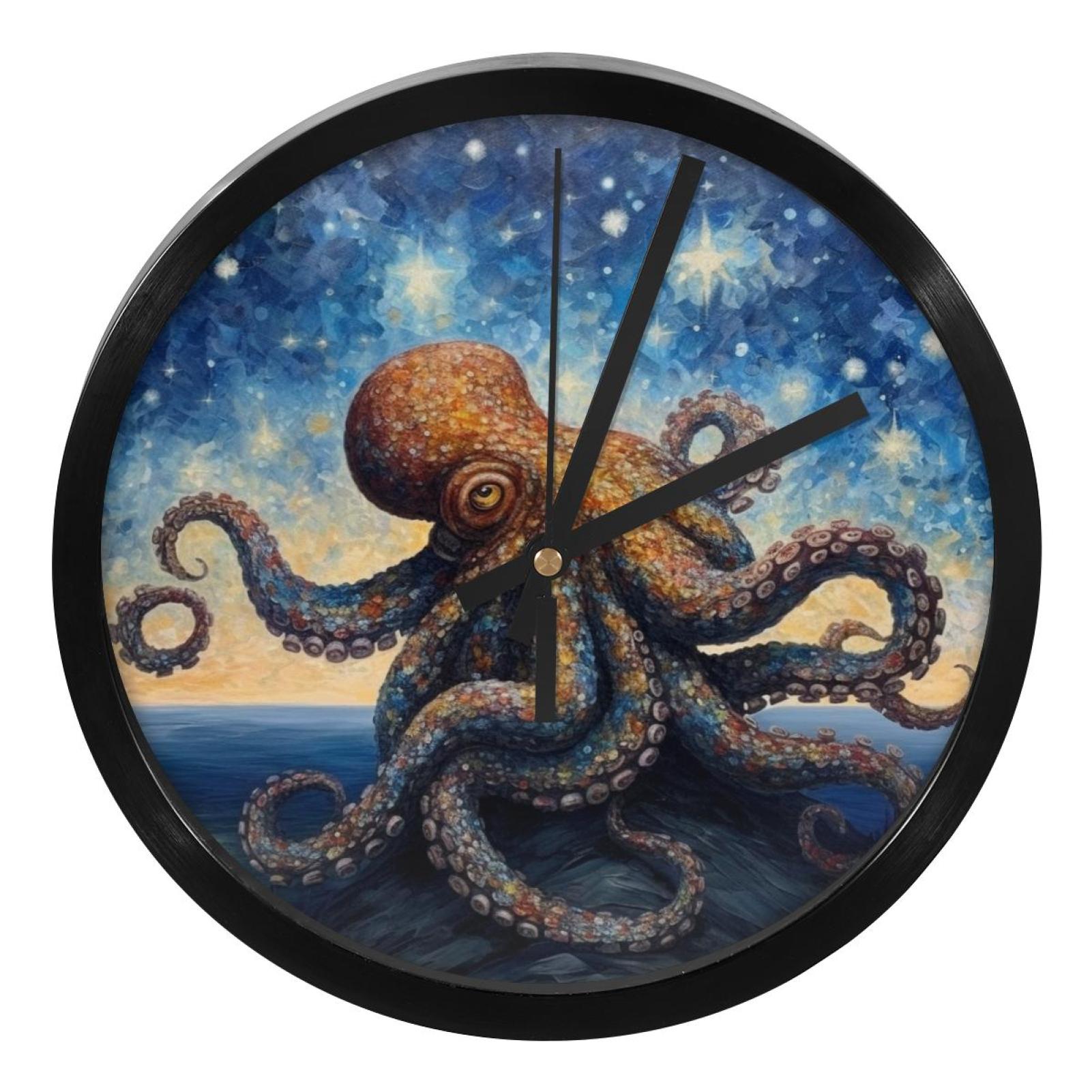 Octopus Modern Wall Clock for Home Decor - Silent Quartz Movement ...