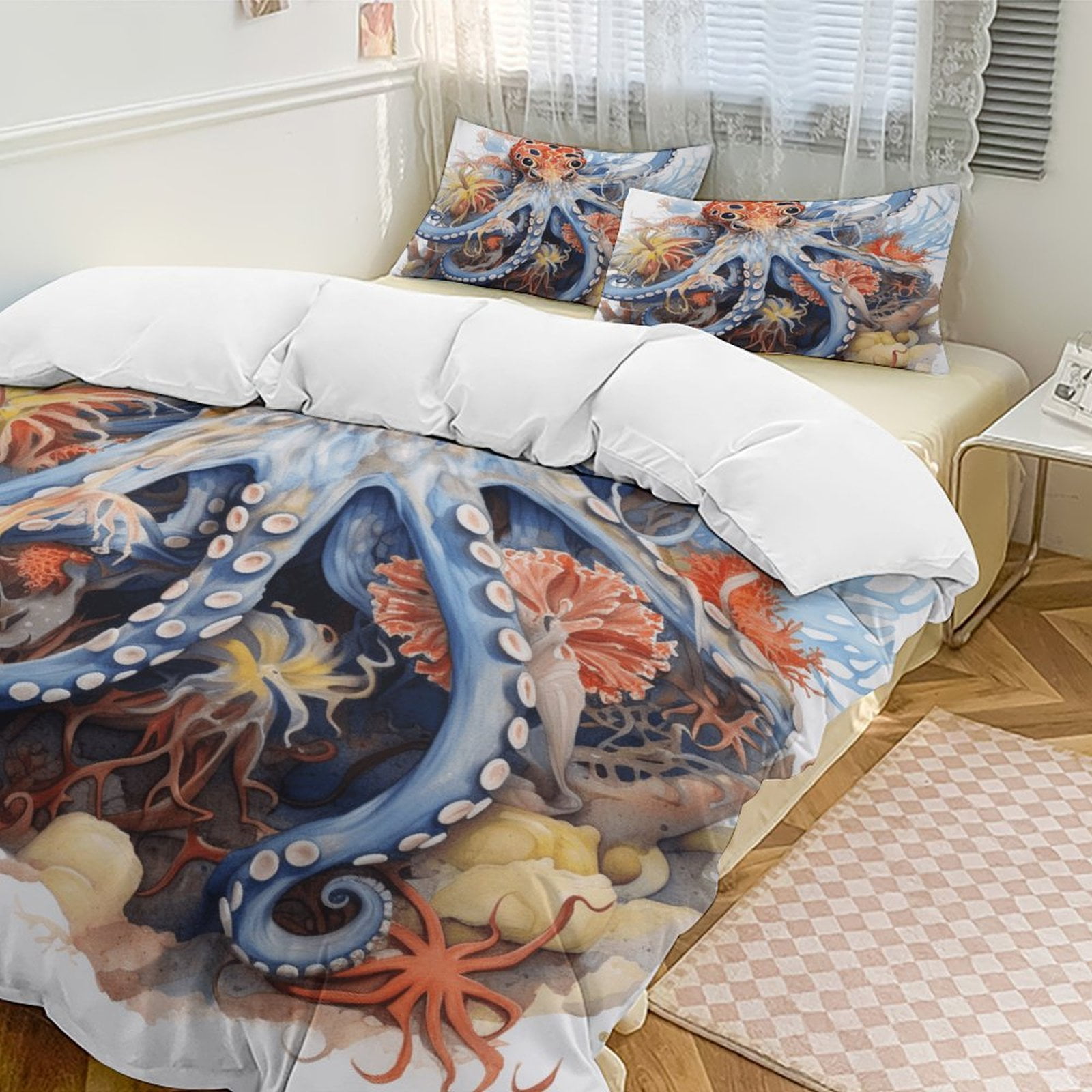 Octopus in The Mysterious Ocean Duvet Cover Set King Size for Bedroom ...